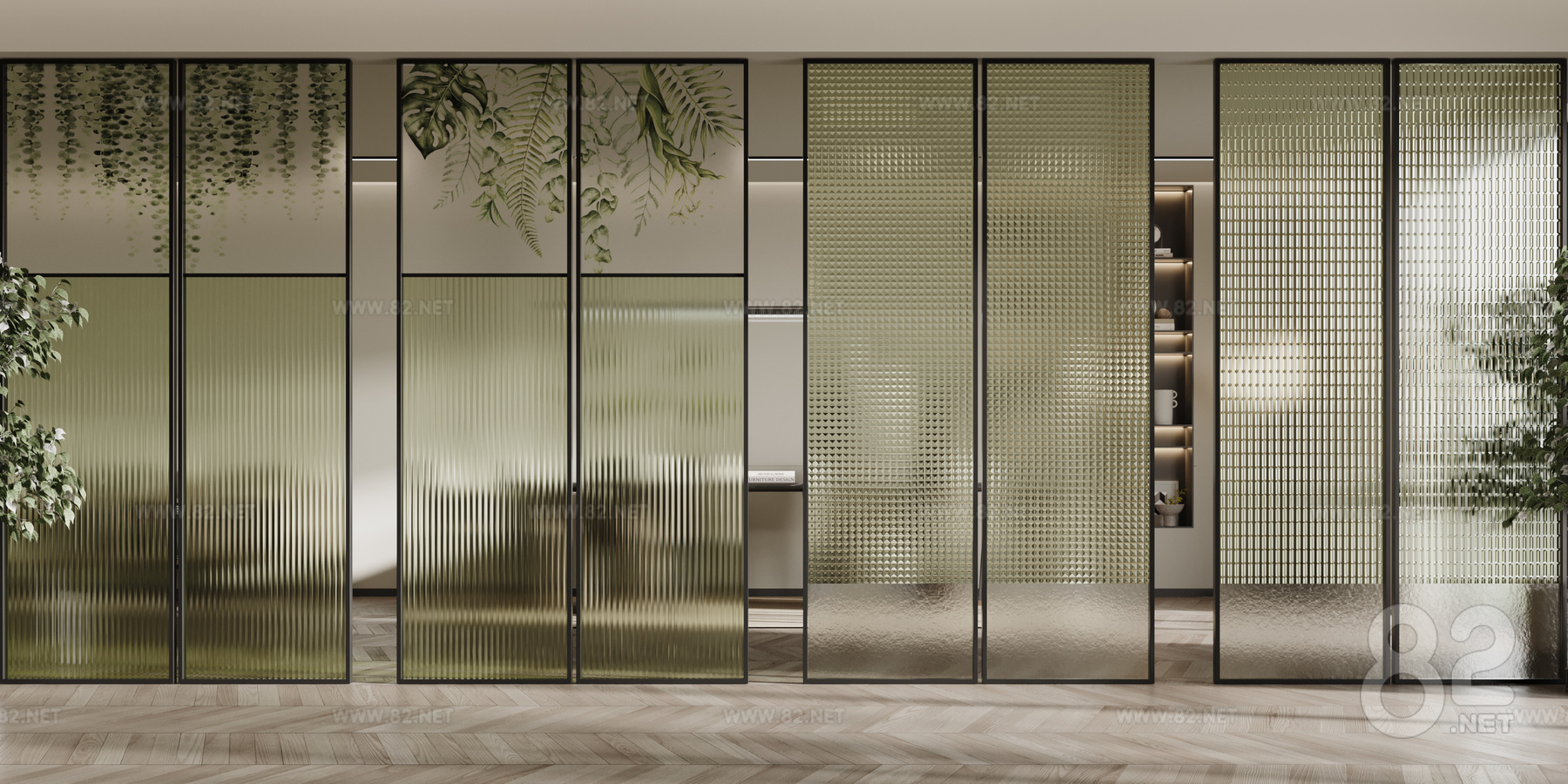 Modern screen partition glass partition download Sketchup Model ...