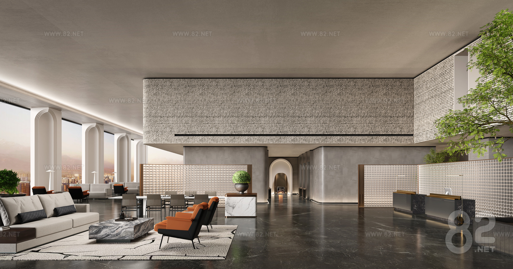 Modern Club Hall Reception Desk Club Rest Area Hotel Negotiation Area ...