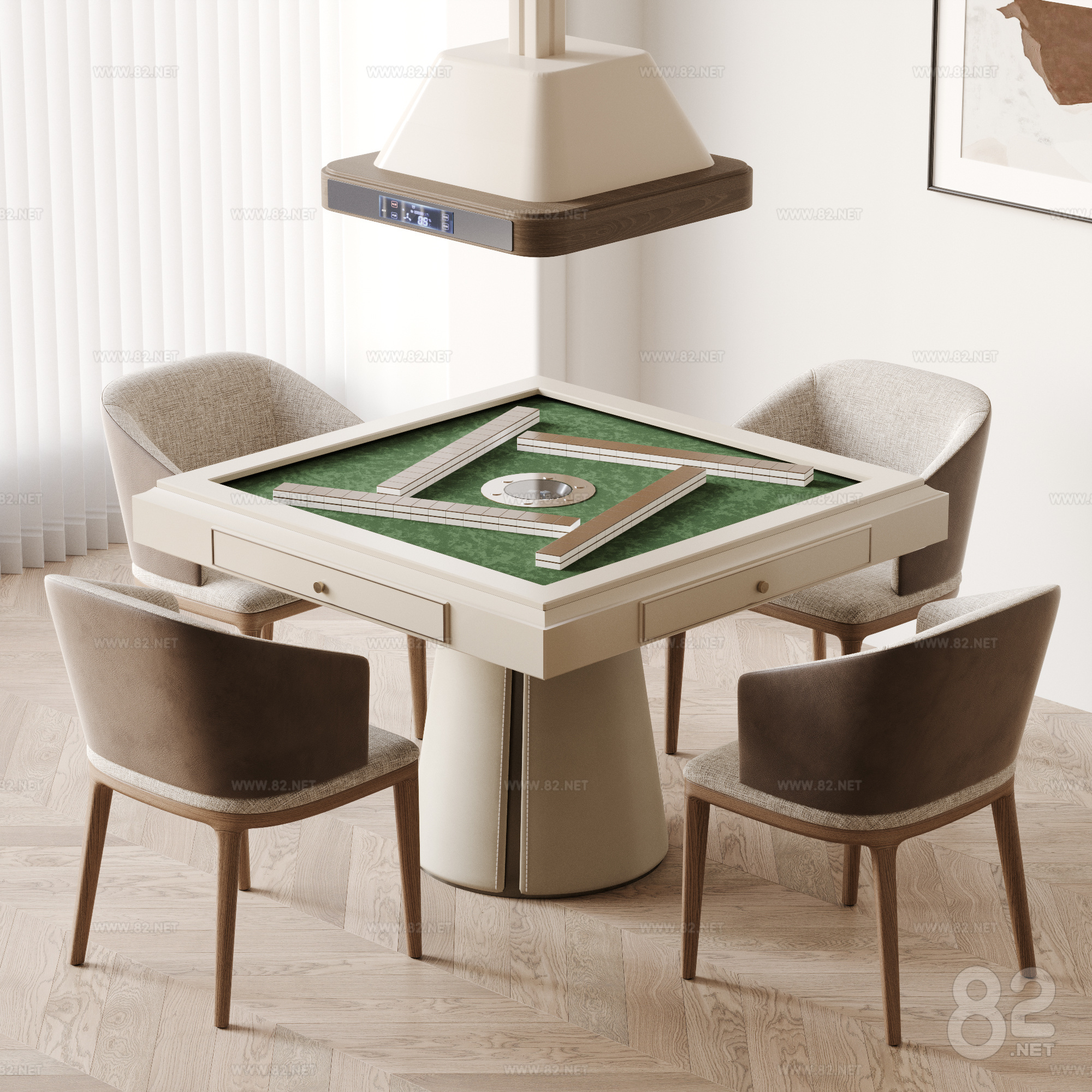 Modern Chess and Card Table Mahjong Table and Chair Smoking Machine ...