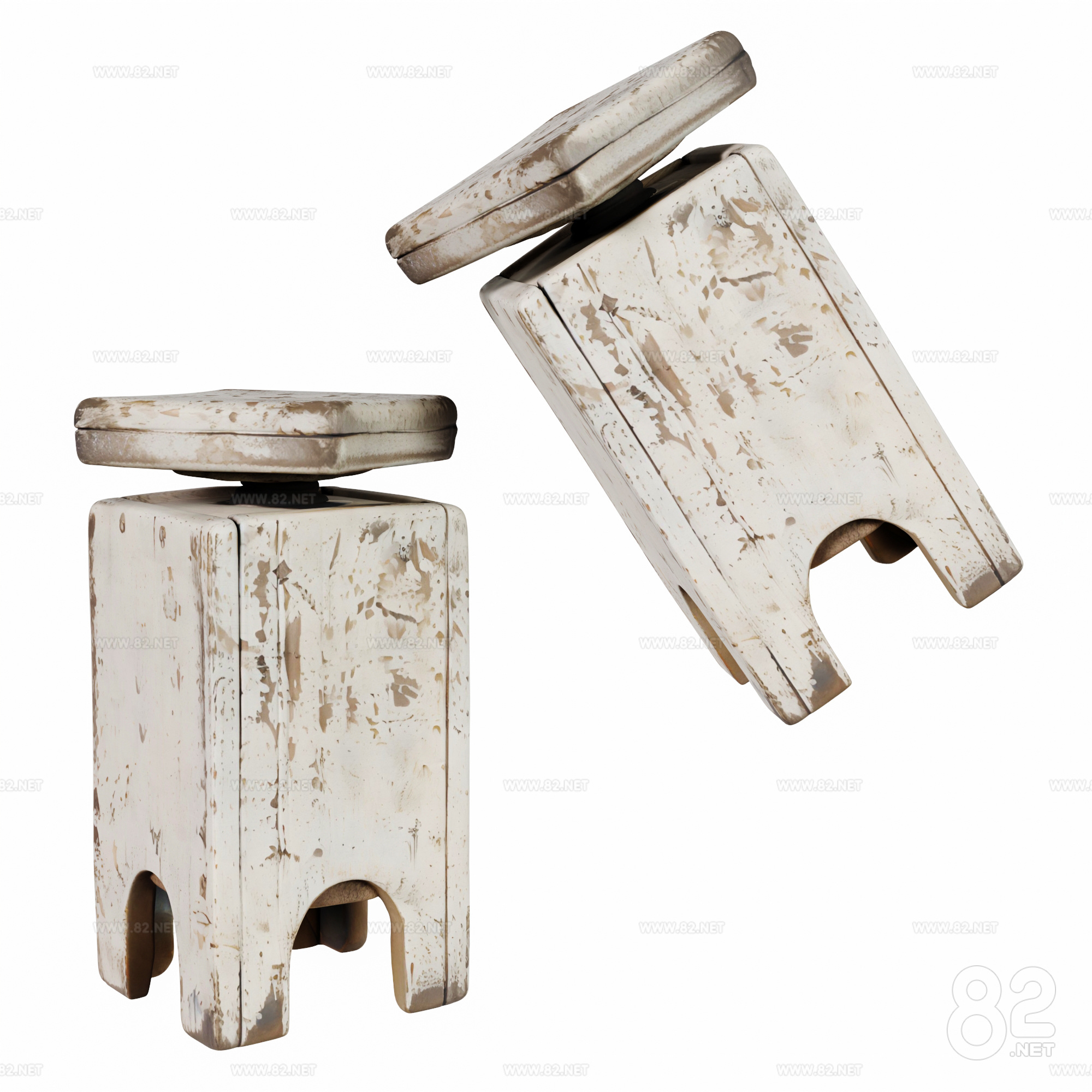 Vintage distressed decoration stool | 3Ds Max(.max) - 82Models