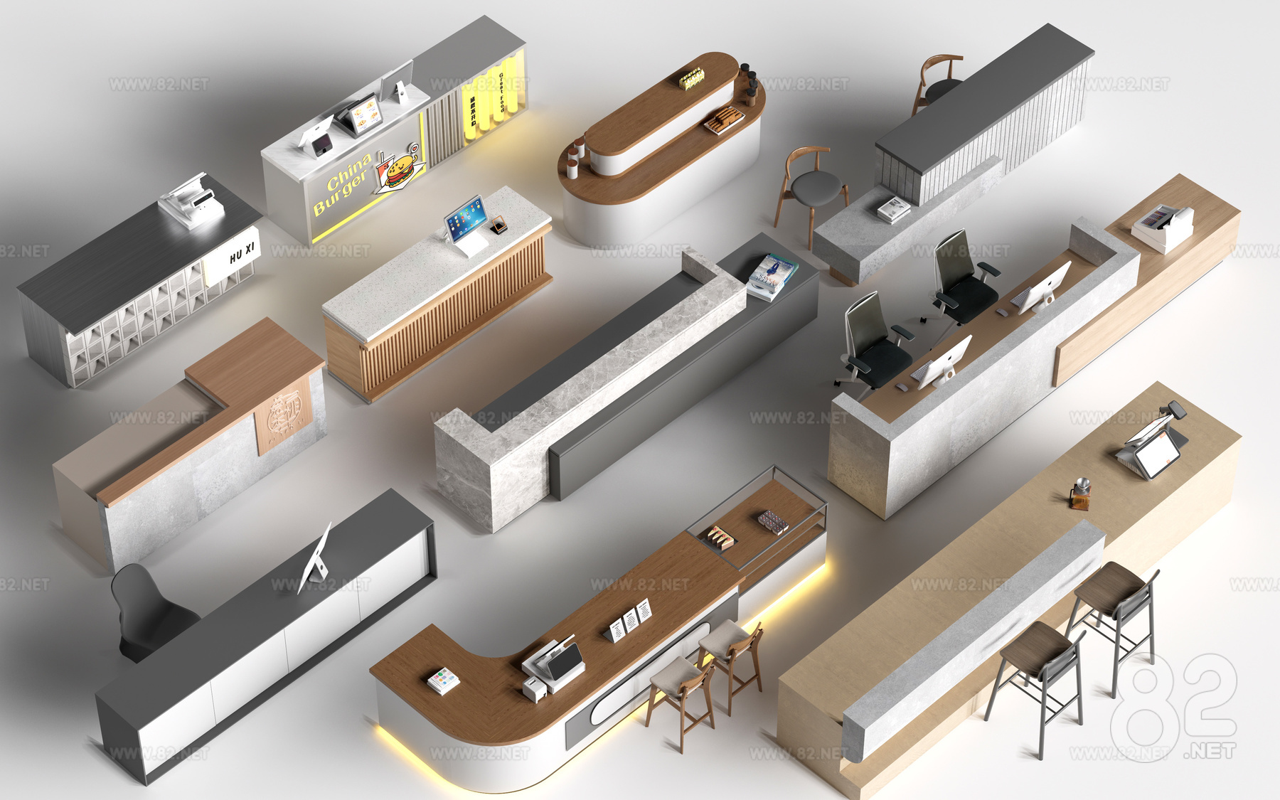 Modern cashier counter, bar counter, reception desk, front desk ...