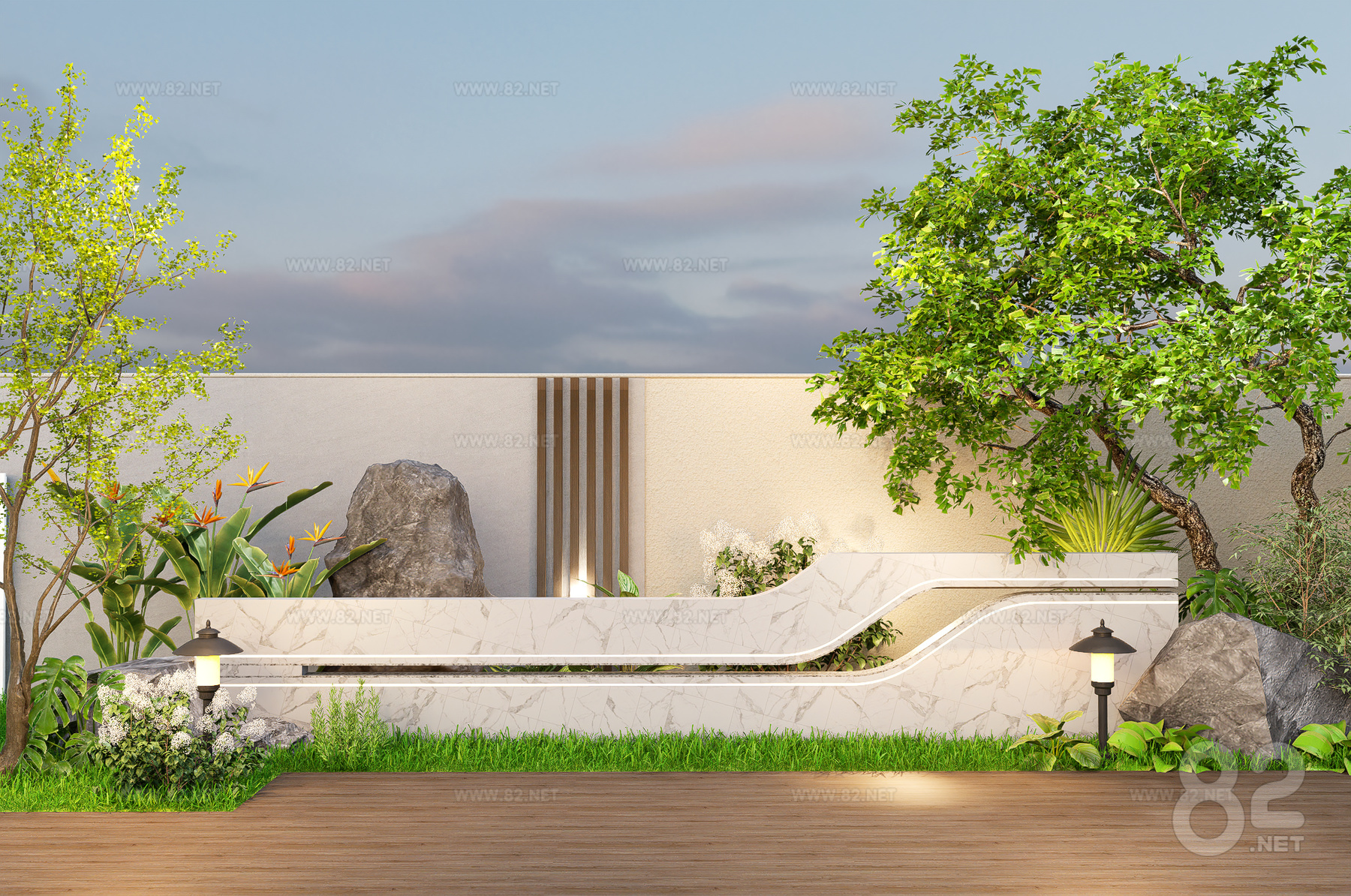 Modern Villa Garden Landscape Wall Small Low Landscape Wall Simple ...
