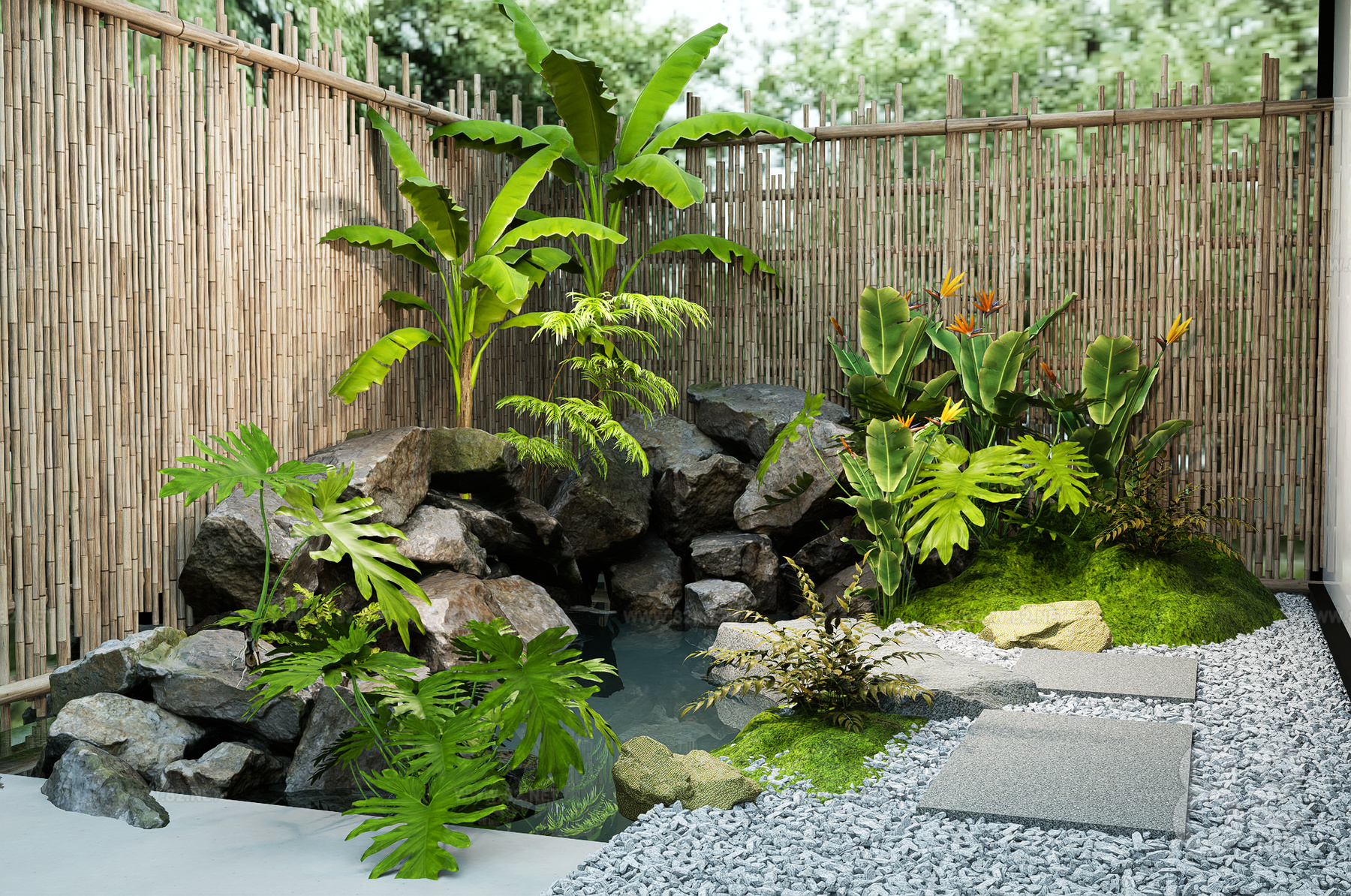 New Chinese-style interior landscape landscape rockery waterscape ...