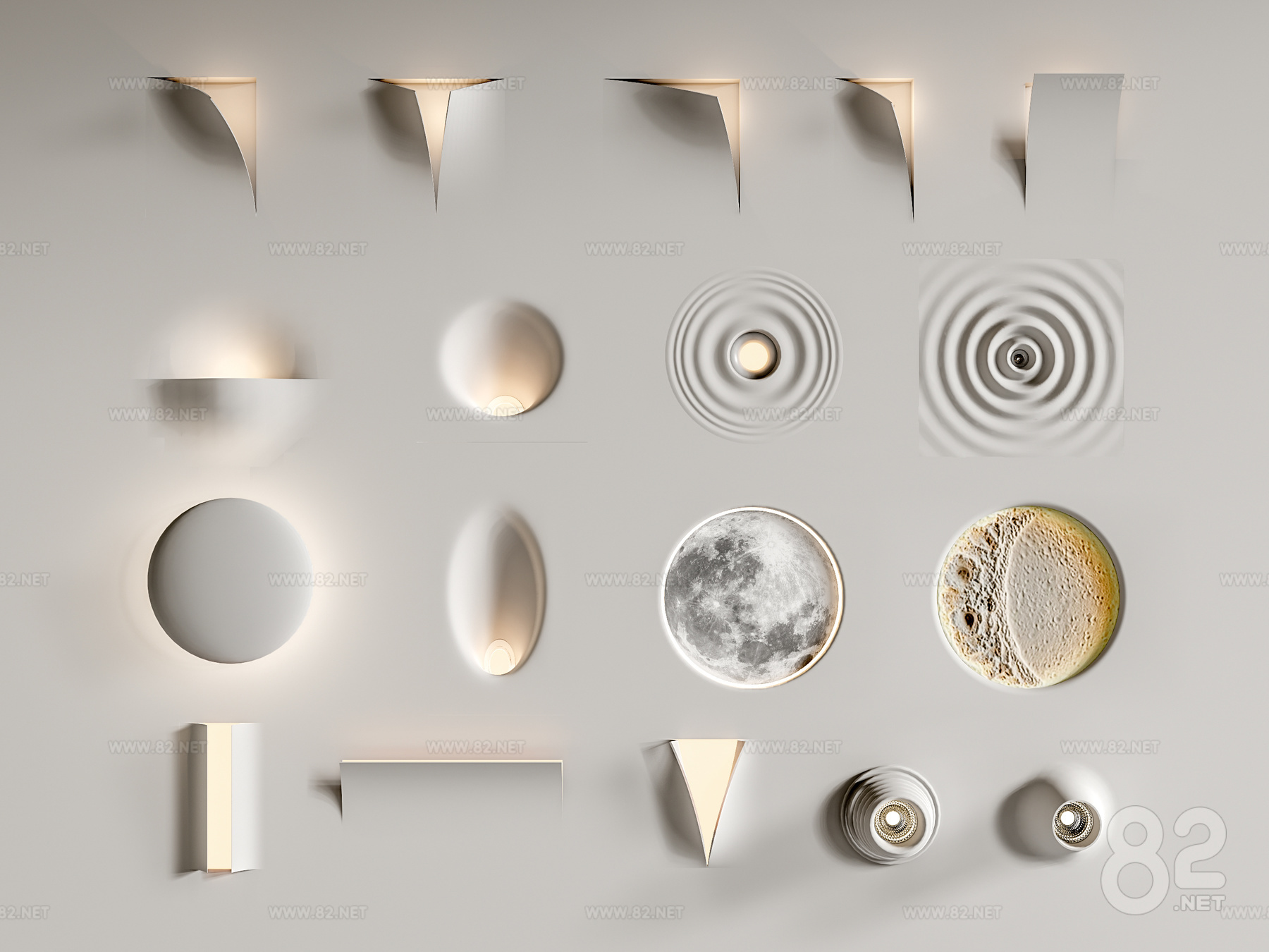 Modern minimalist Stone Art Lamp gypsum wall lamp water ripple gypsum lamp moon lamp download ...