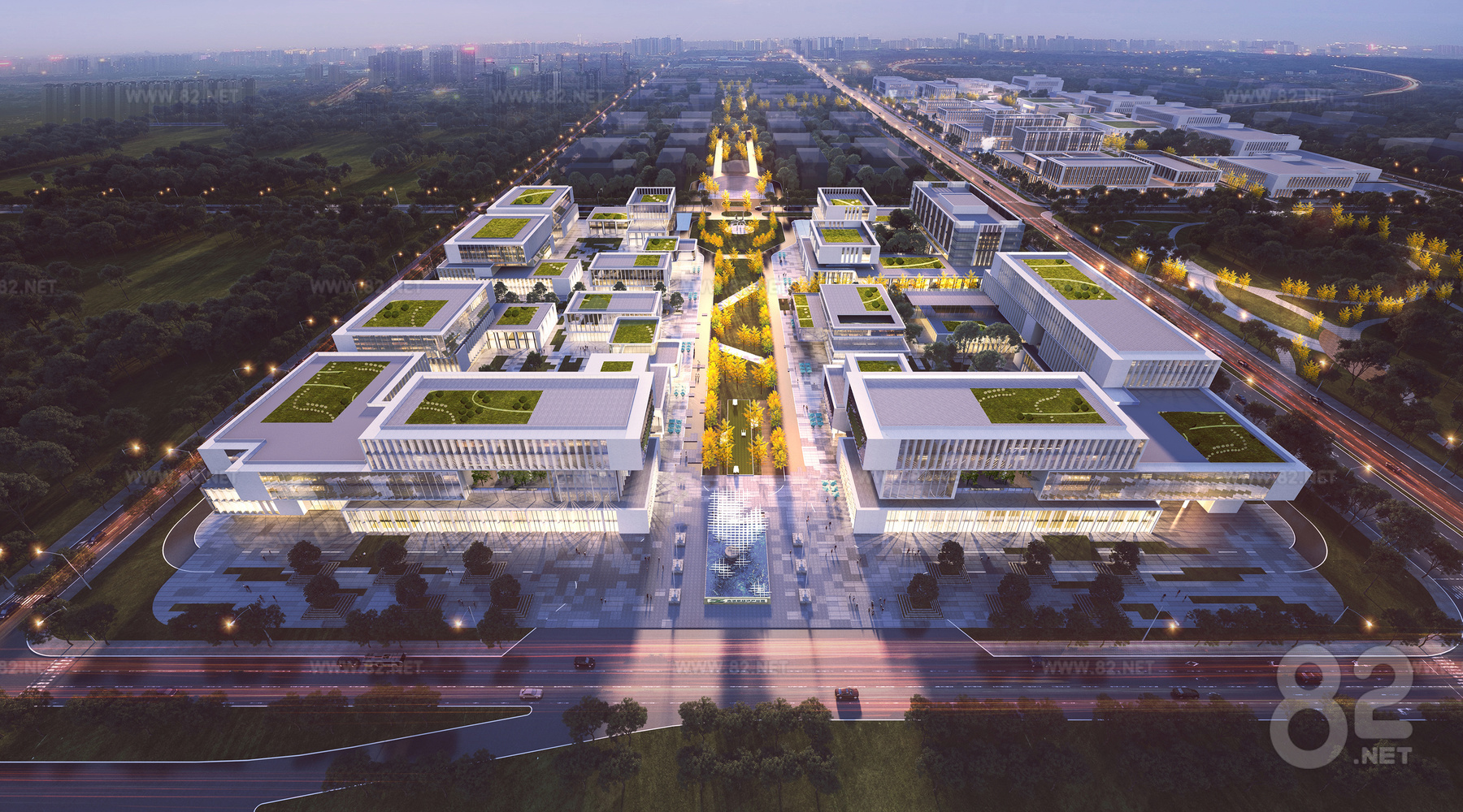 Modern Science and Technology Industrial Park Office Building Landscape ...