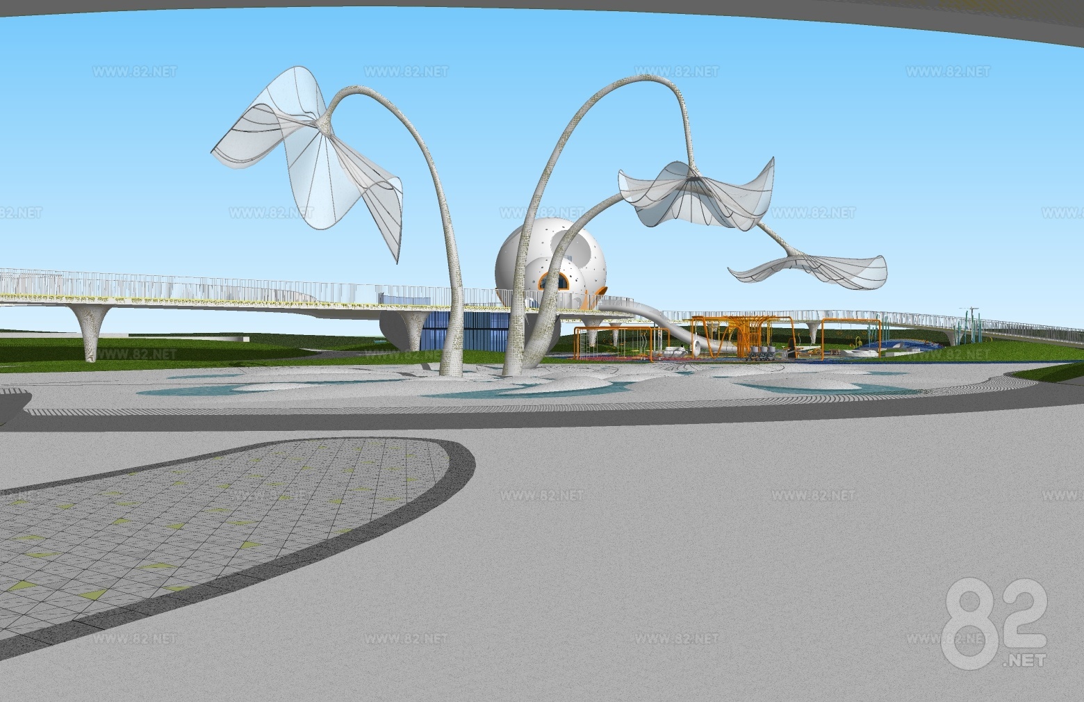 Modern Park Landscape download | SketchUp(.skp) - 82Models