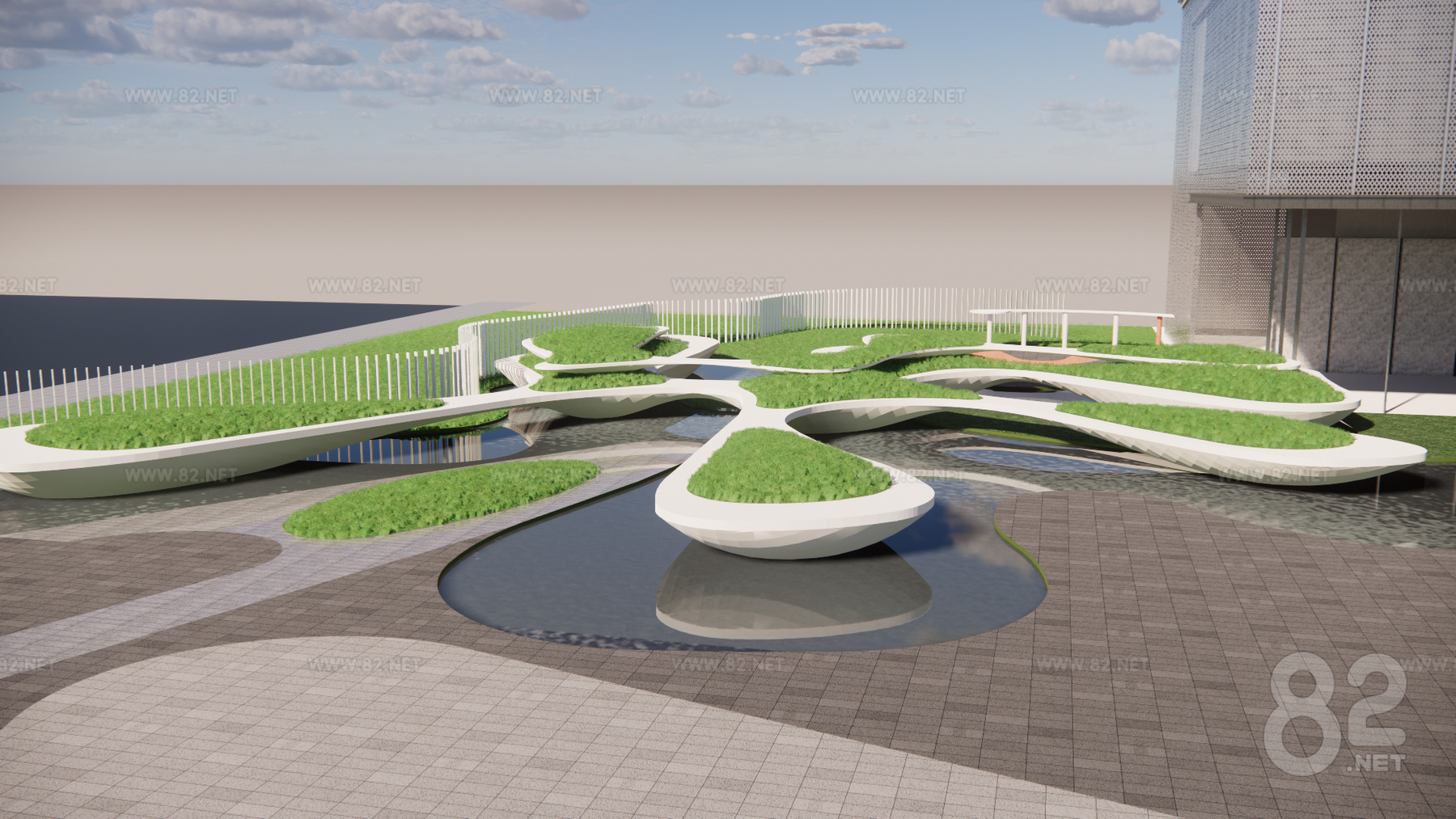 Residential landscape of modern residential area download | SketchUp ...