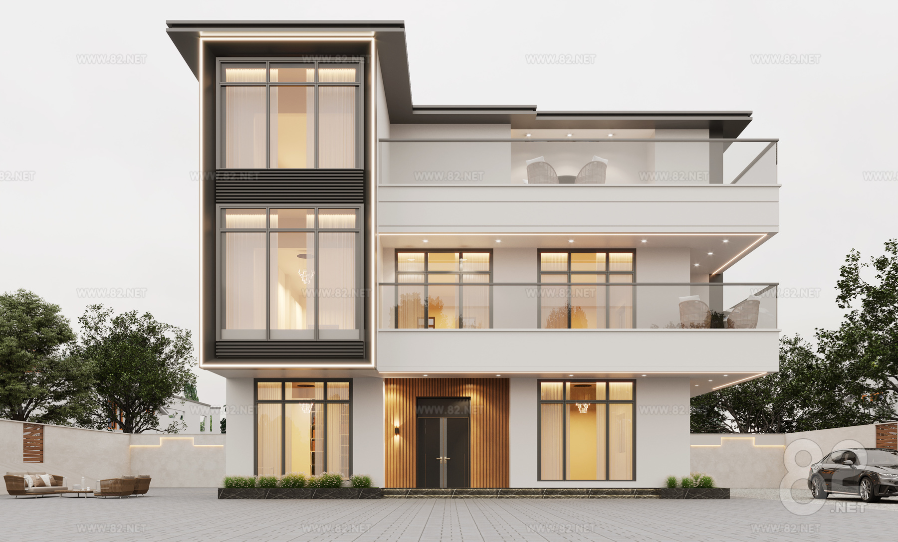 Modern villa exterior villa facade single-family villa three-story ...