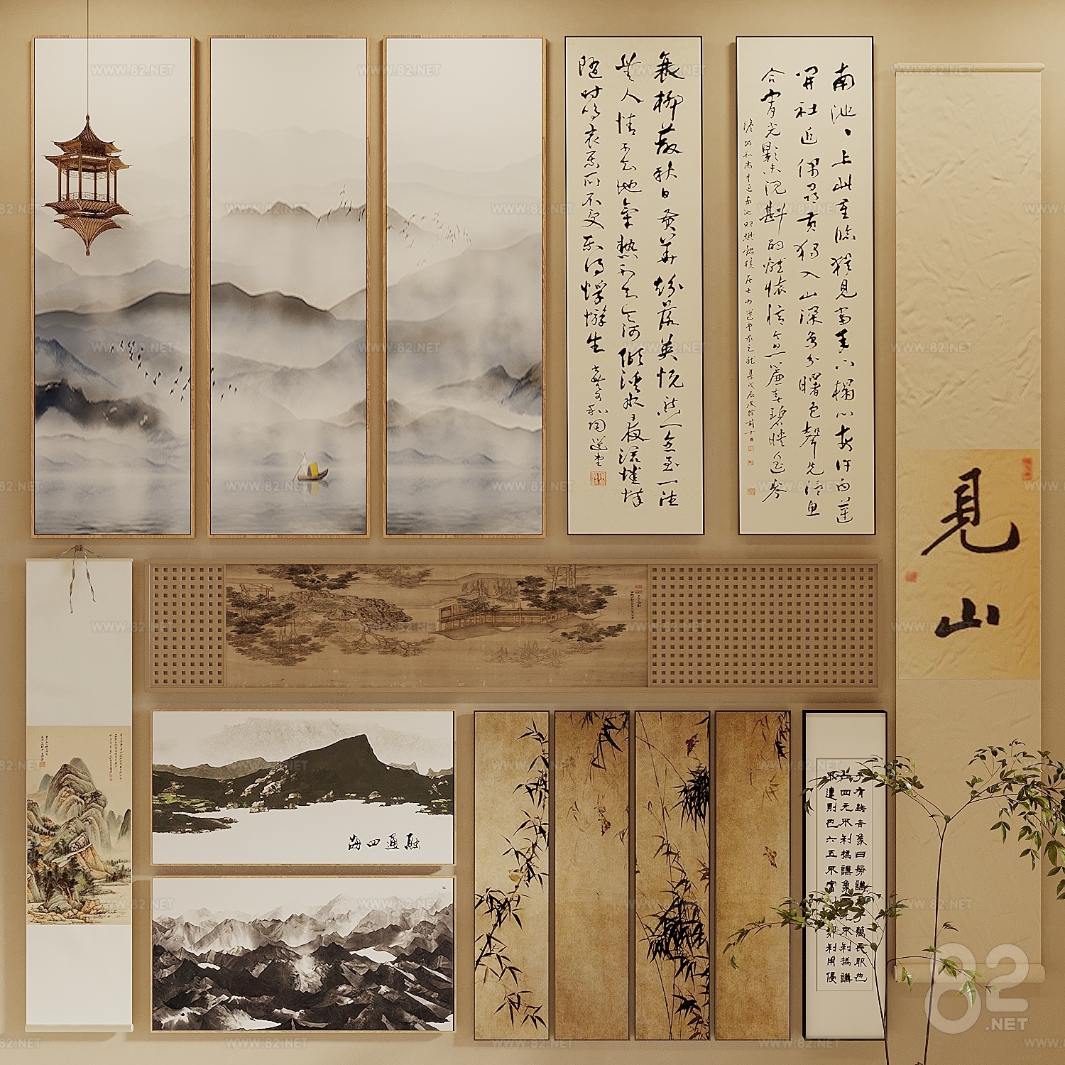 Song Style Neo-Chinese Style Hanging Painting Landscape Painting Ink ...