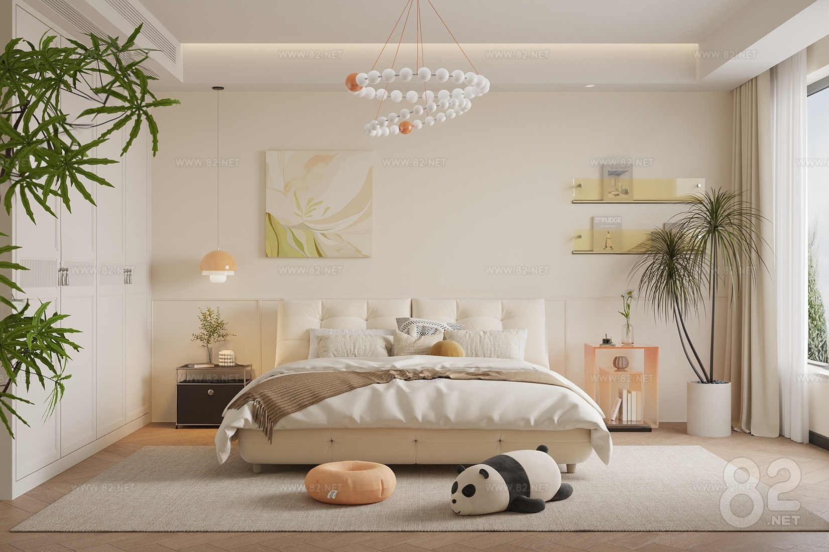 Modern Cream Home Bedroom download Sketchup Model | SketchUp(.skp ...