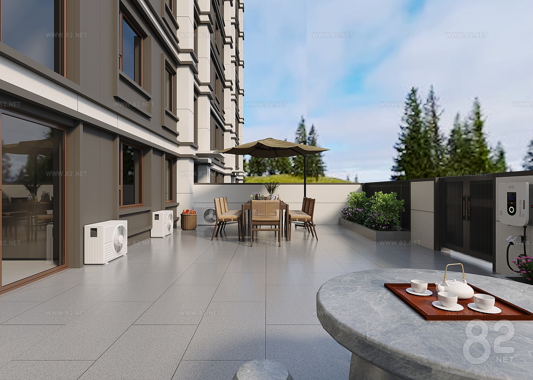 Modern Garden Balcony Courtyard | 3Ds Max(.max) - 82Models