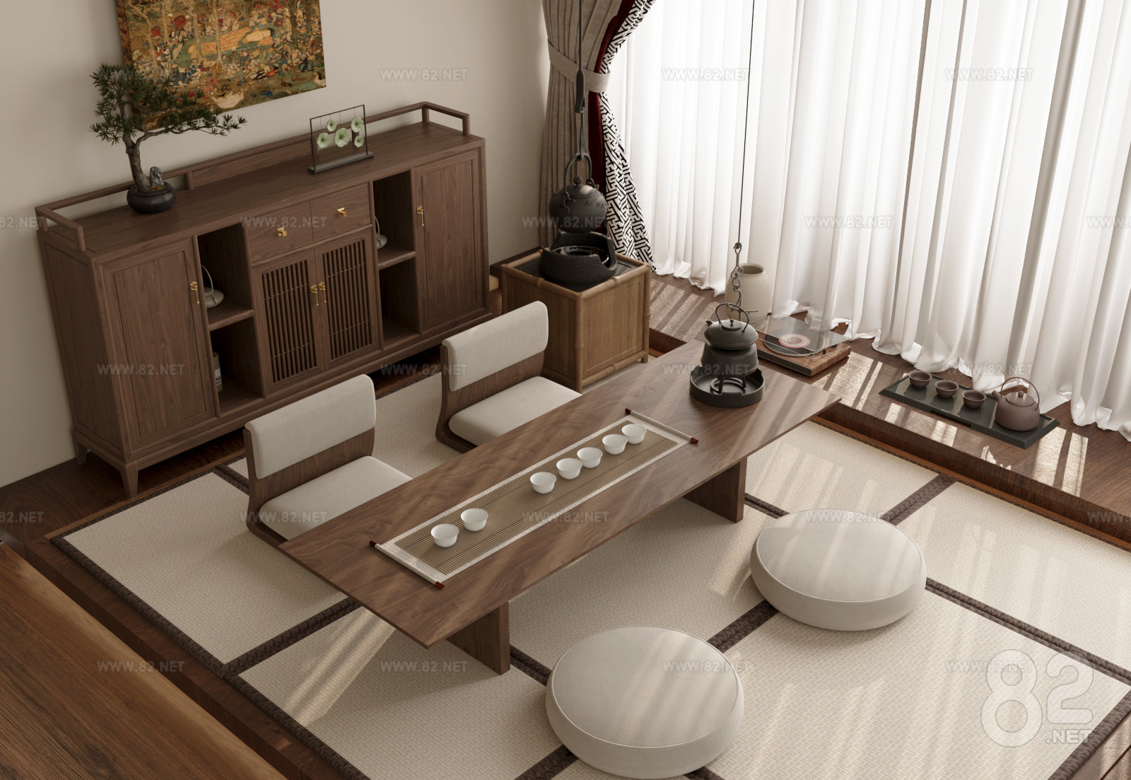 New Chinese Tatami Tea Room | 3Ds Max(.max) - 82Models