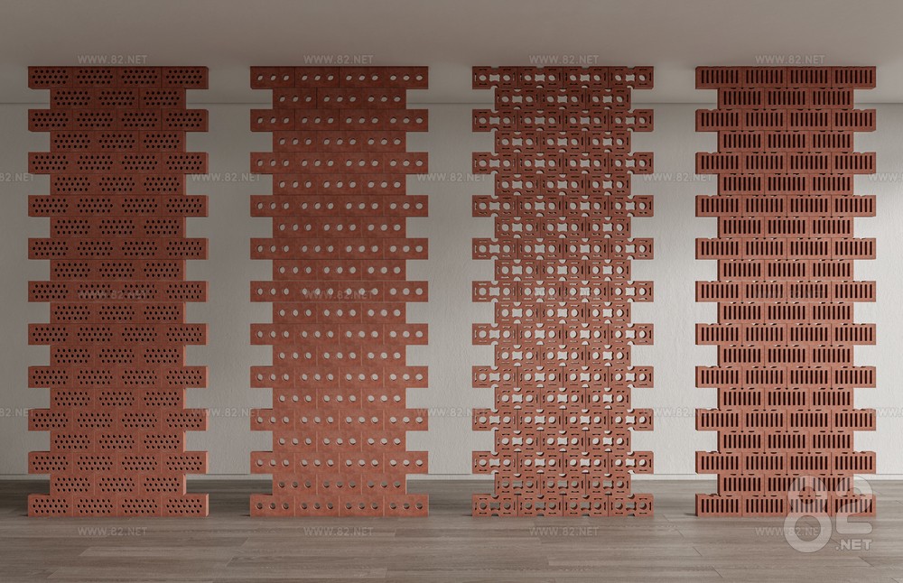 Screen tile red brick partition | 3Ds Max(.max) - 82Models