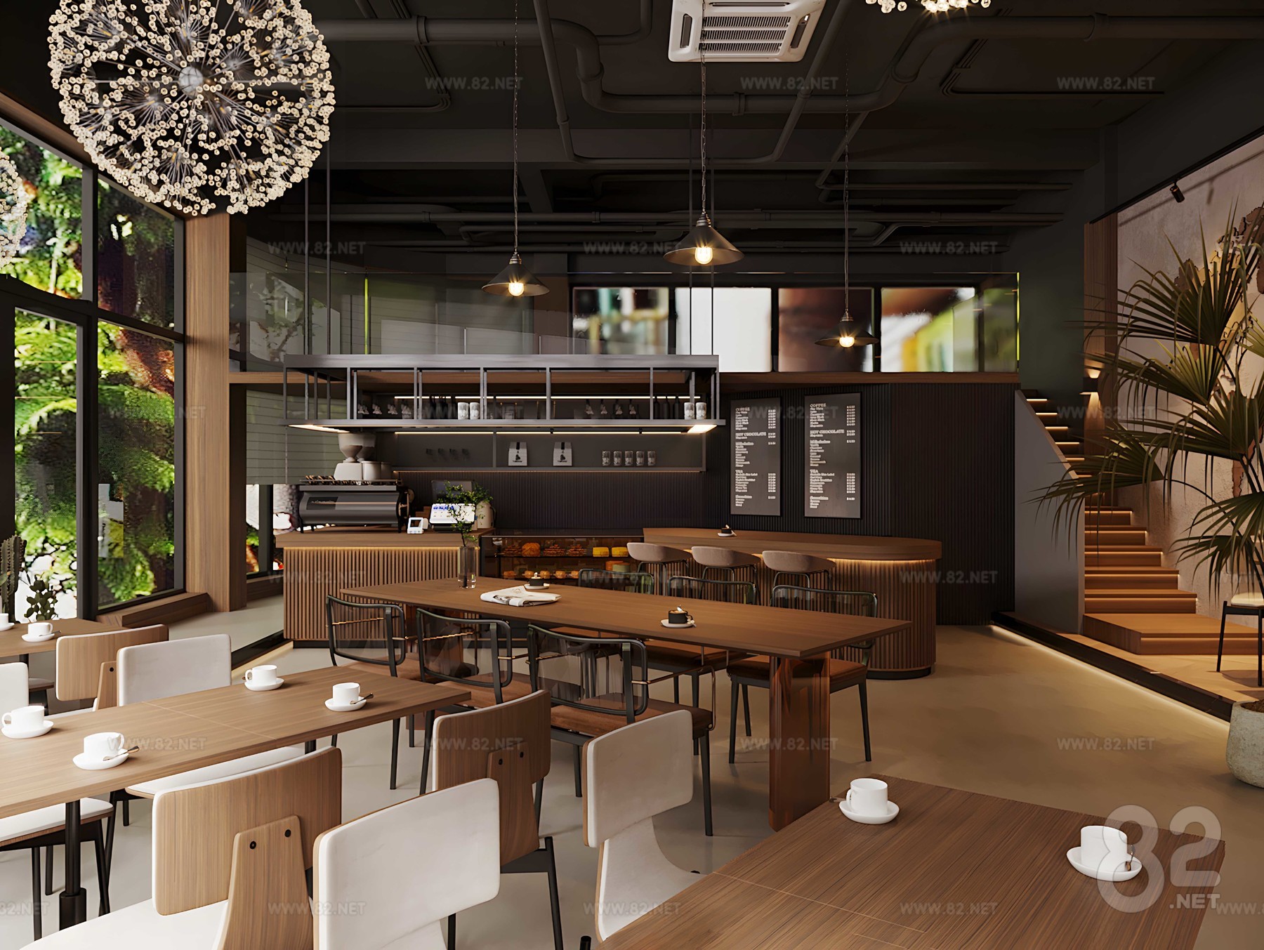 Log Style Cafe Milk Tea Shop Cake Dessert Shop Coffee Operator Cashier ...