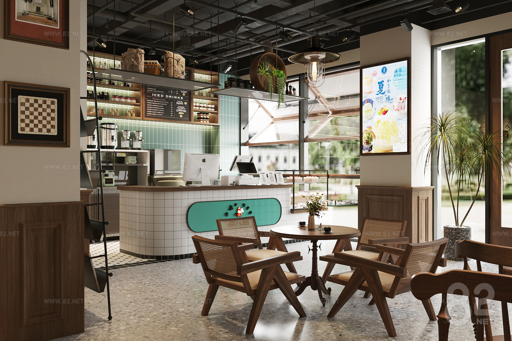 Antique Cafe Milk Tea Shop Cashier Cashier Console Cashier Front Desk ...