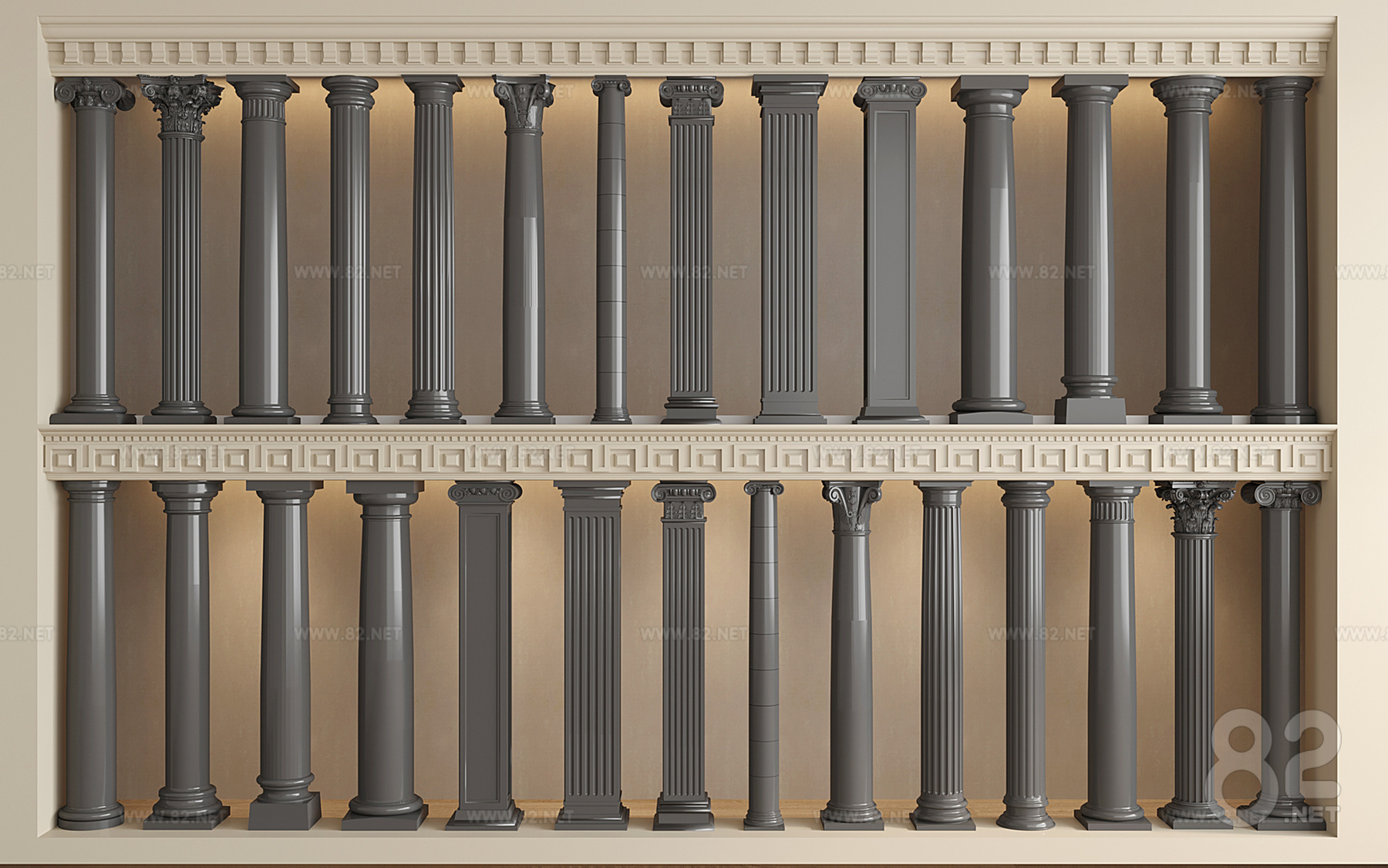 French Roman column carved column plaster column cylindrical square ...