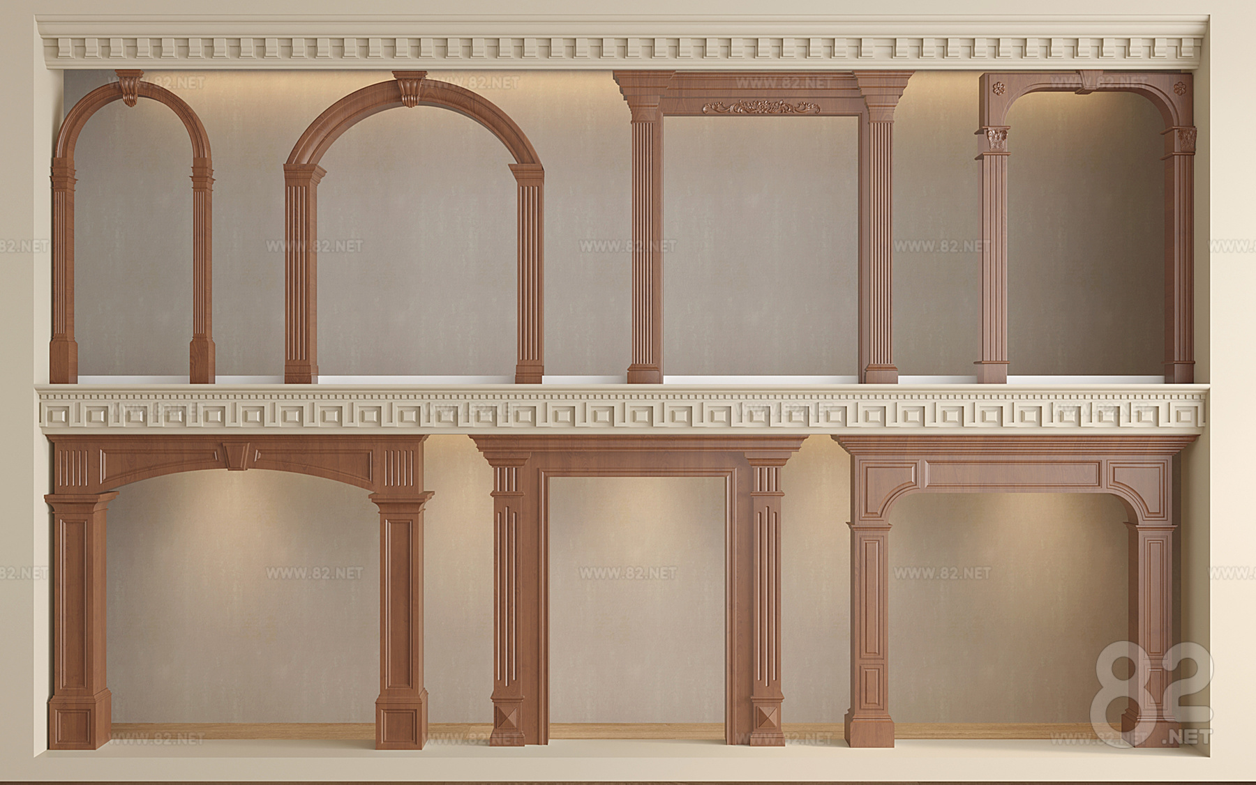 French door cover circular arc pass circular arc door opening carved ...