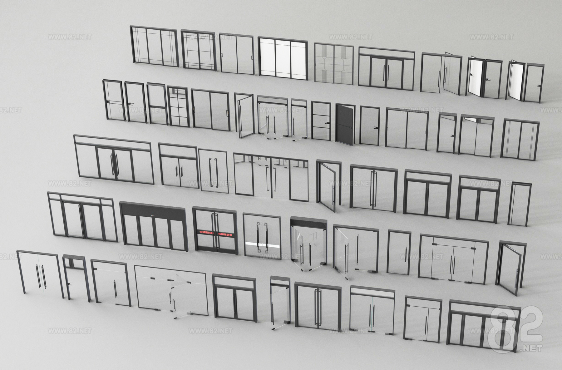 Glass door retail door glass door double open glass door download 3D ...