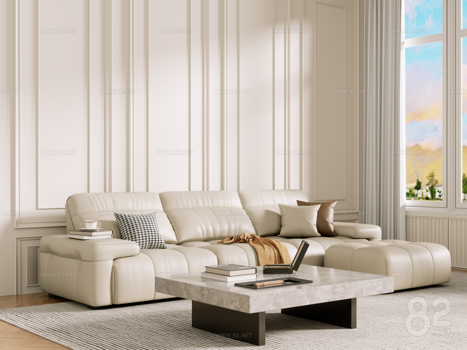 Middle Ancient Sofa Combination Coffee Table Carpet Multiplayer Sofa | 3Ds Max(.max) - 82Models