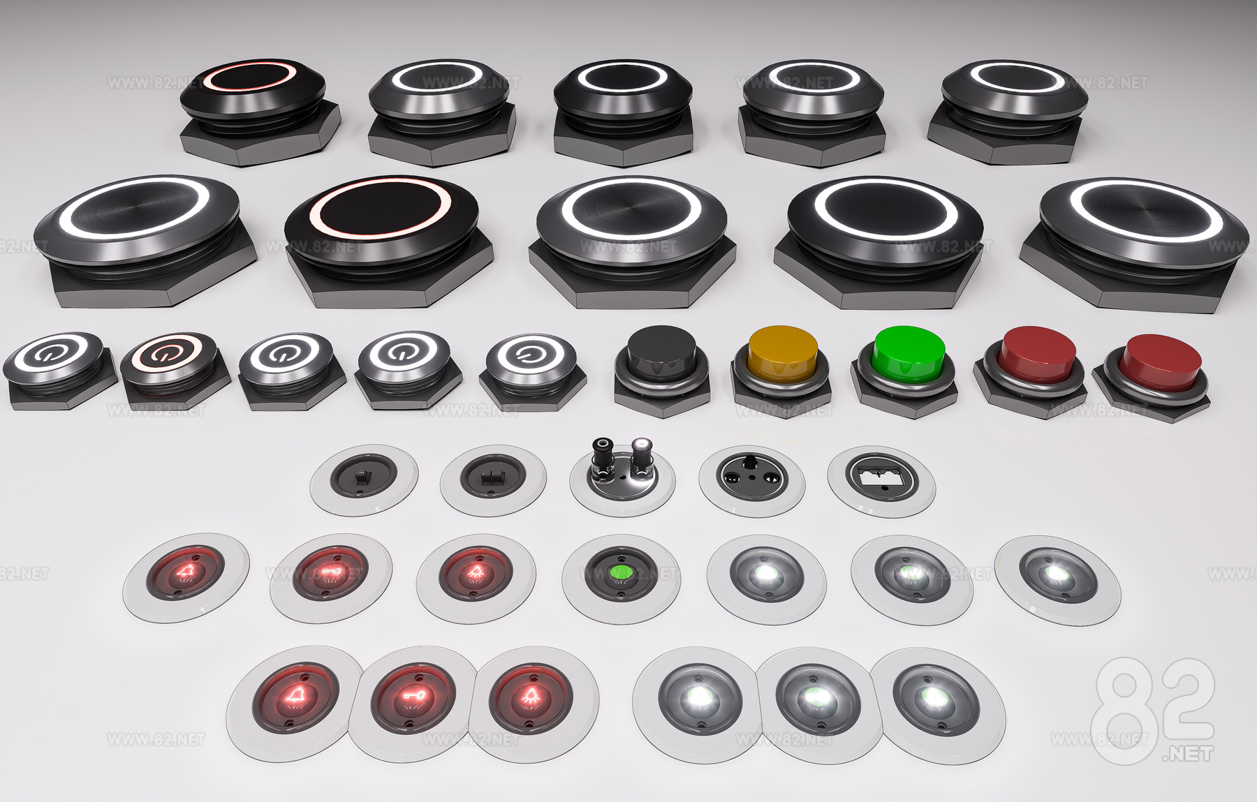 Modern Switch Button Indicator Button Switch Industrial Electrical Component Switch Round Push ...