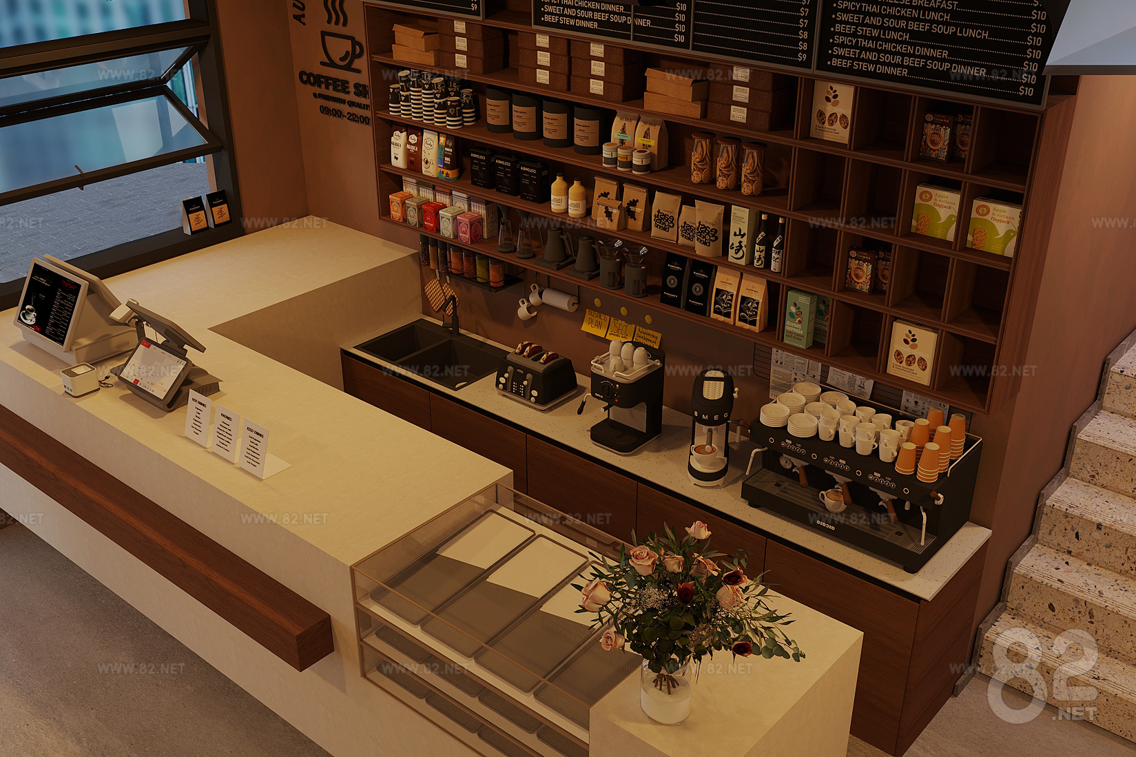 Modern Cafe Modern Cafe Front Desk Coffee Shop Console Coffee Machine ...