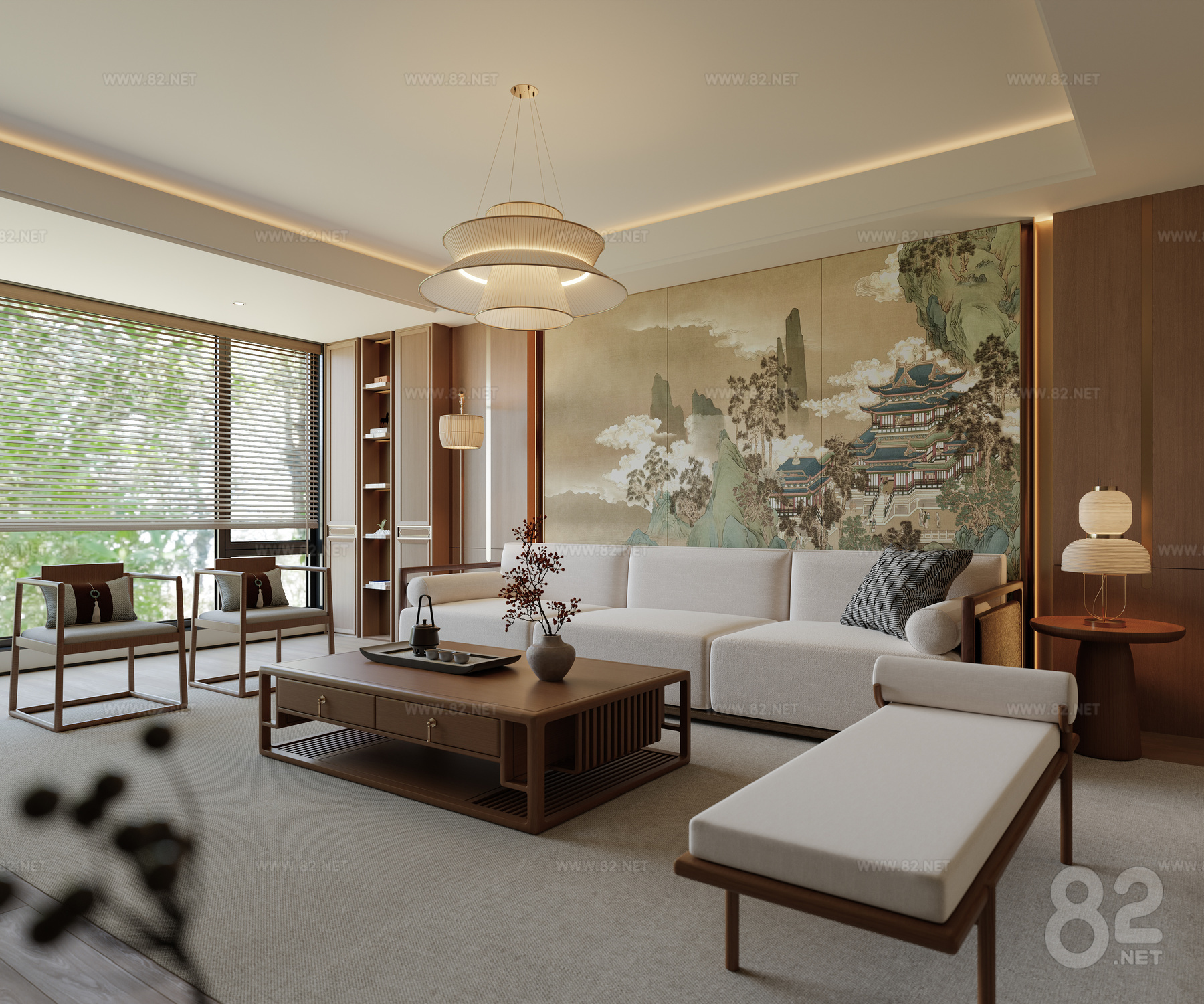 Song Style Aesthetics Living Room Song Style Sofa Coffee Table ...