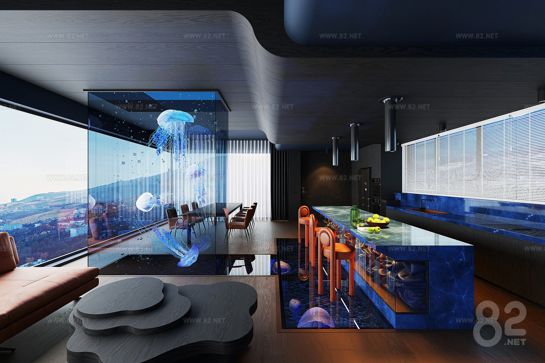 Modern Minimalist Apartment Kitchen Living&Dining Room Villa Living ...