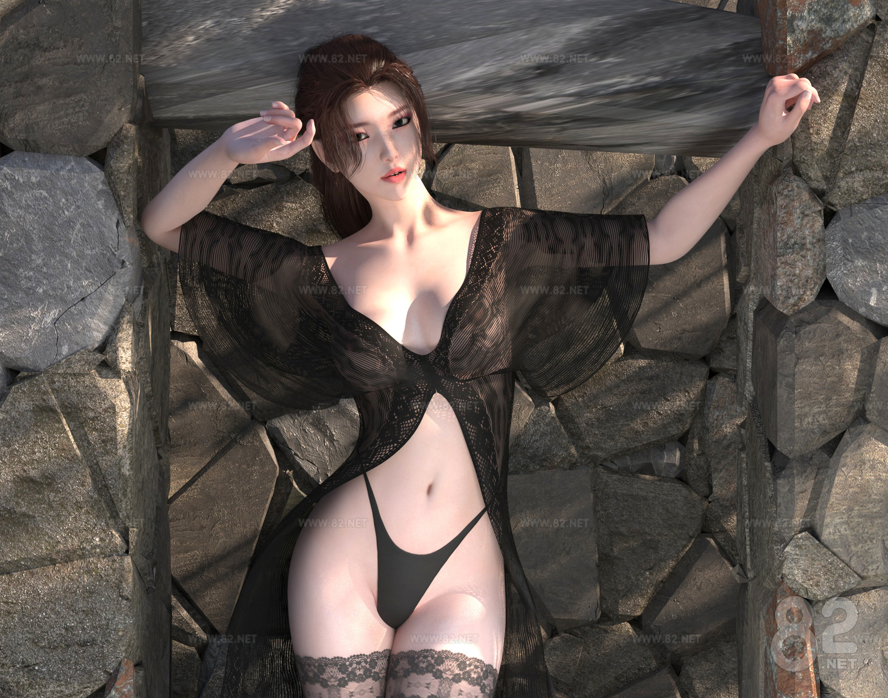 Figure woman female beauty outdoor model Mao stone landscape wall photo little sister download ...