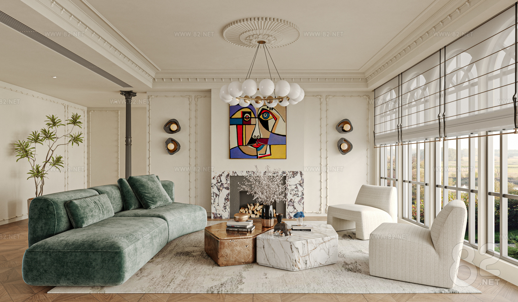 French Living Room Sofa Chair Coffee Table download Sketchup Model ...