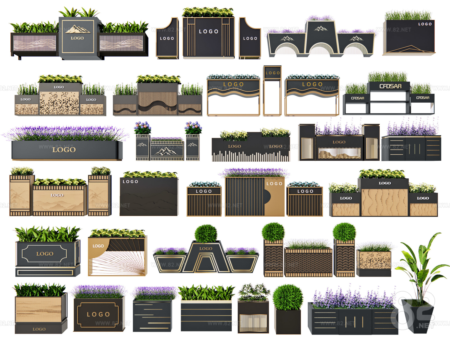 Modern flower box flower box flower pot flower bed outdoor mobile ...