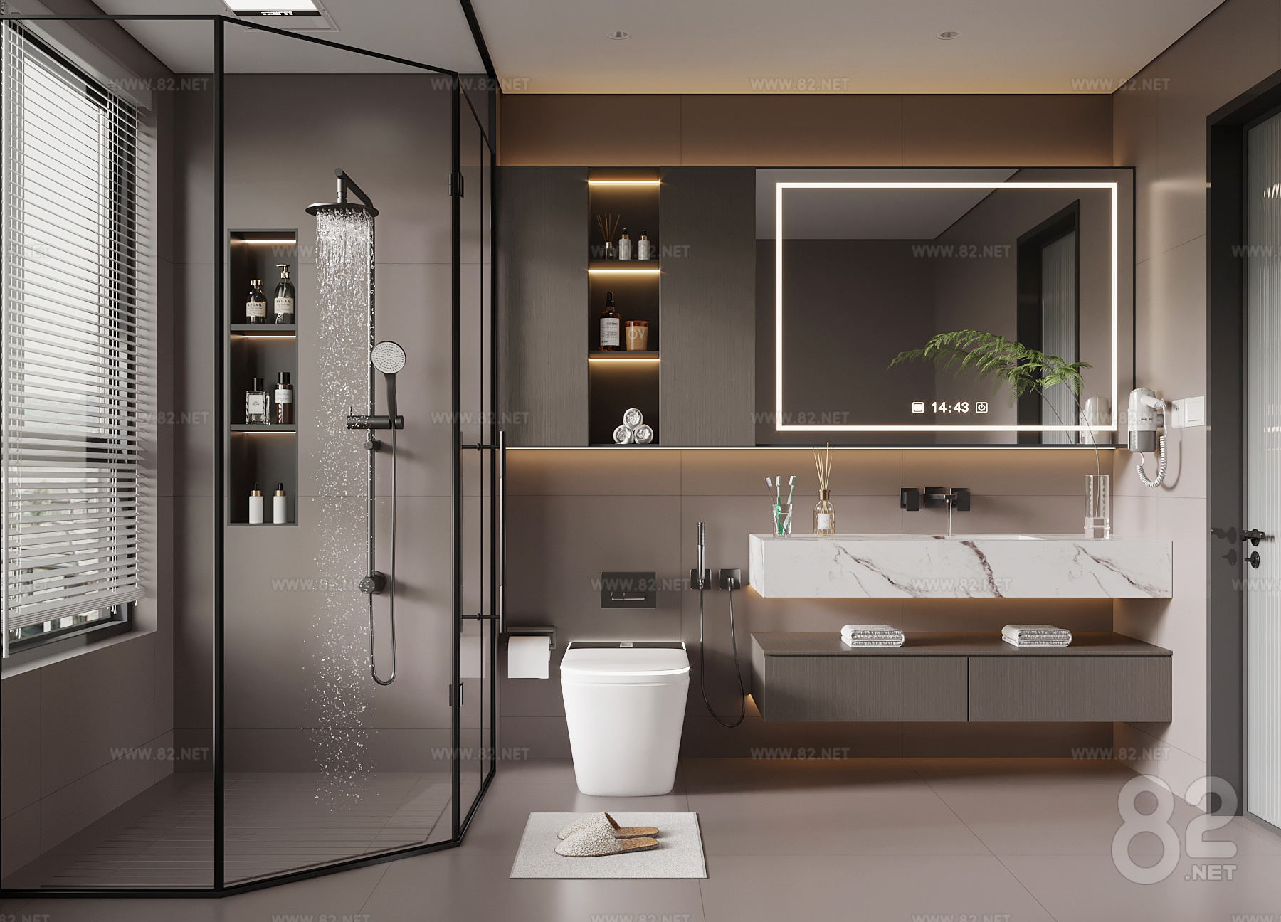 Modern Toilet Bathroom Cabinet Toilet Shower Partition download ...