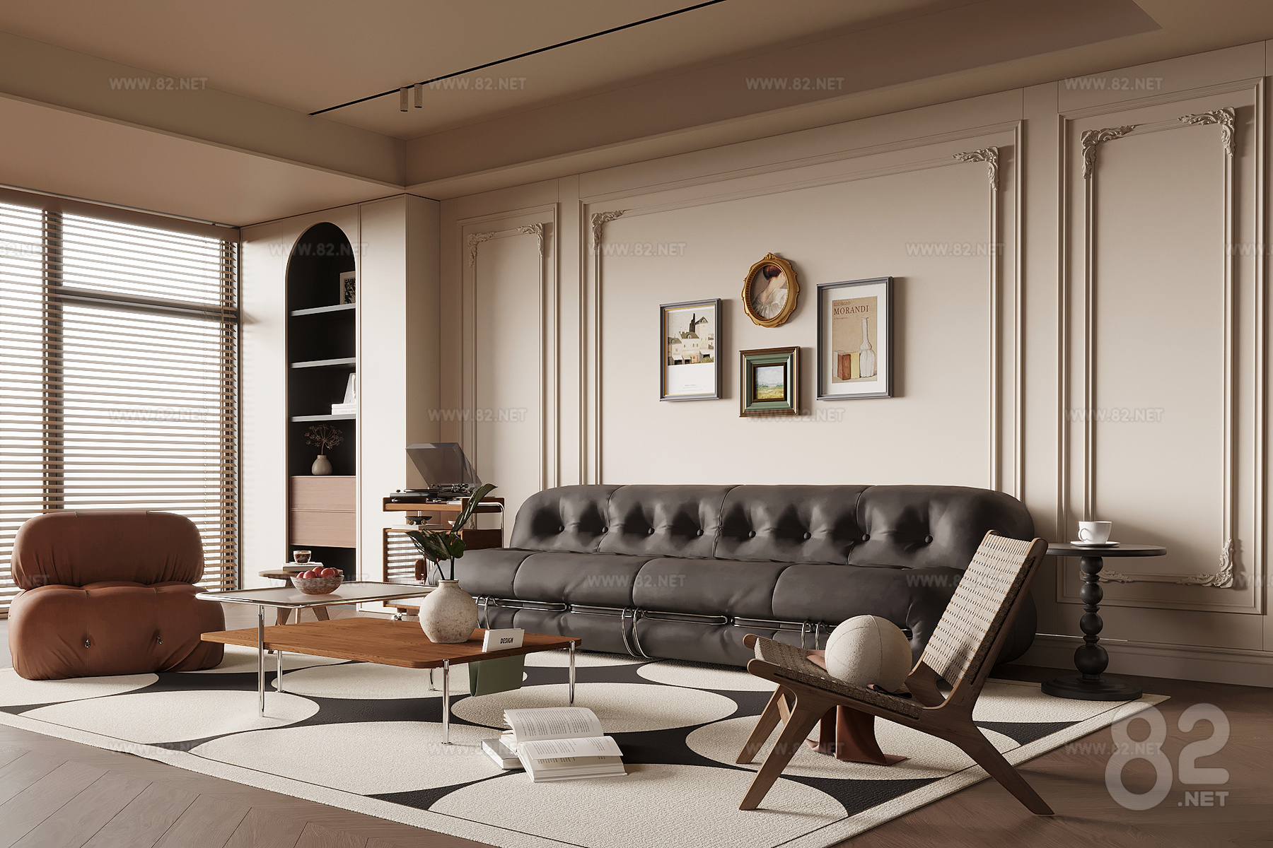 Living room French retro style living room sofa coffee table Sectional ...