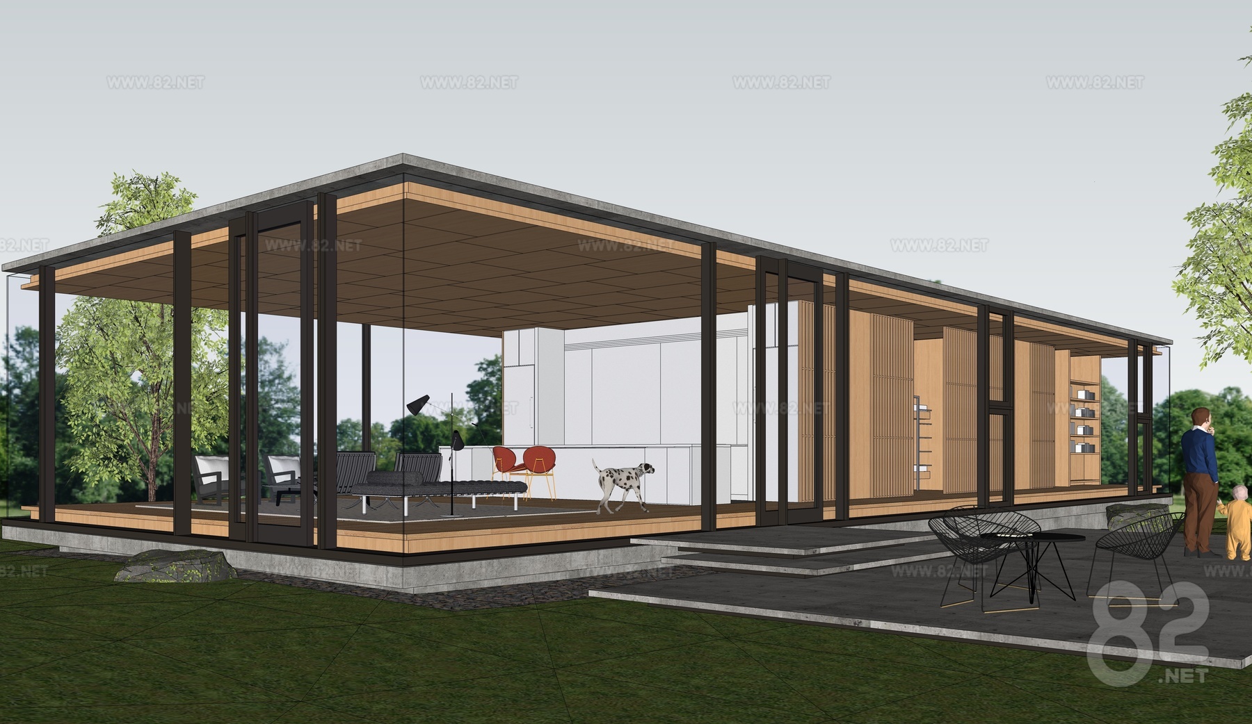 Modern Outdoor Wooden House Rest Station Book Bar download | SketchUp ...