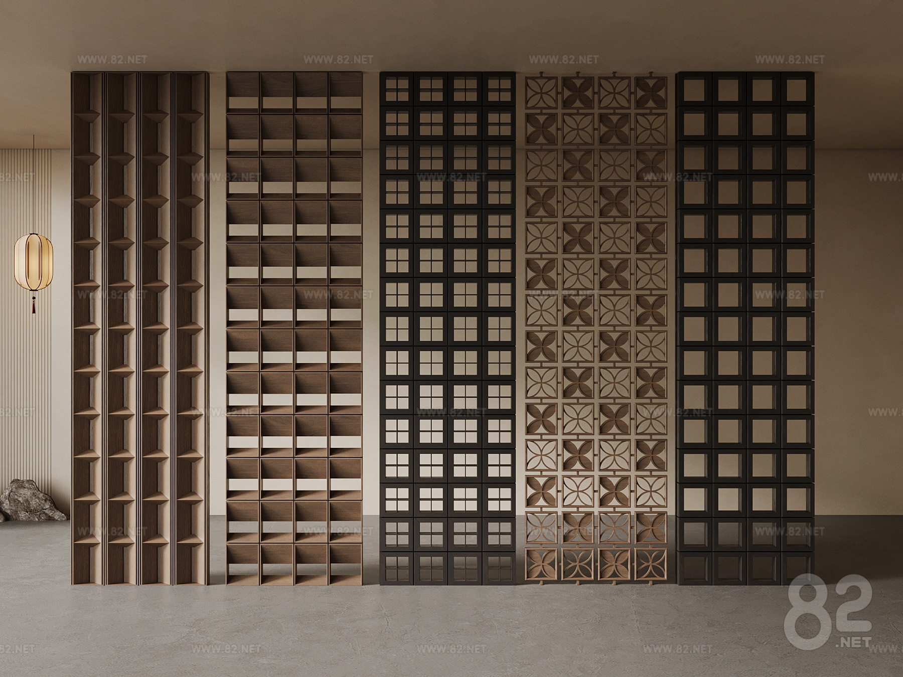 Neo-Chinese Style screen lattice partition download | 3Ds Max(.max) - 82Models