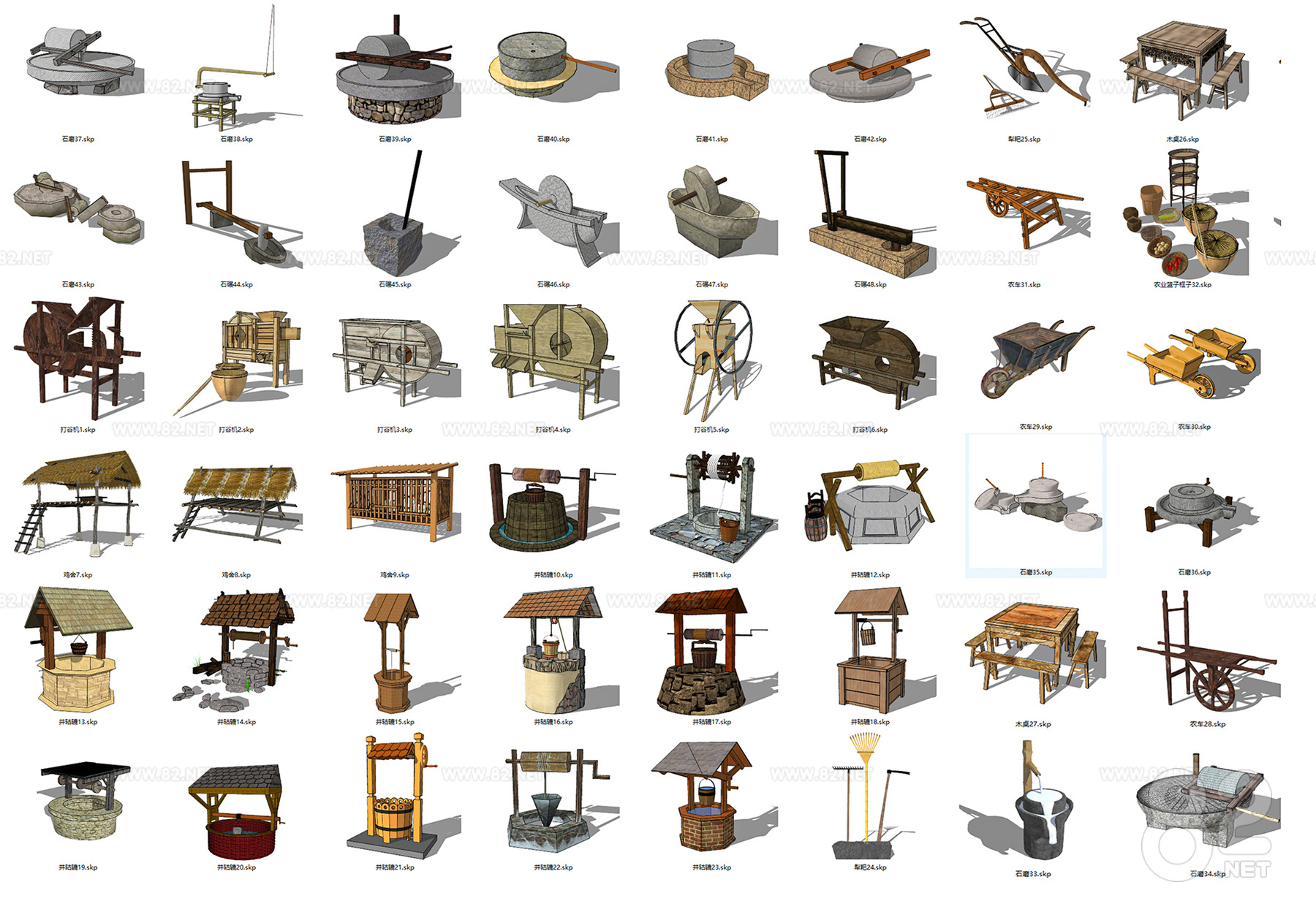 Chinese-style country farming tools farmhouse threshing machine well ...