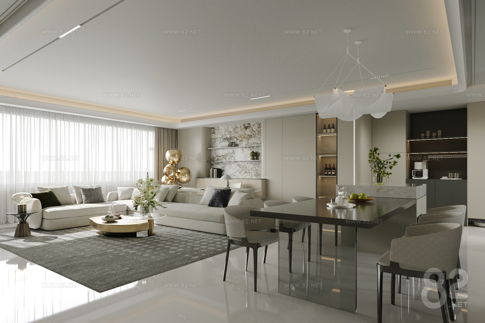 Modern Italian Living&Dining Room Affordable Luxury Style Italian Guest ...