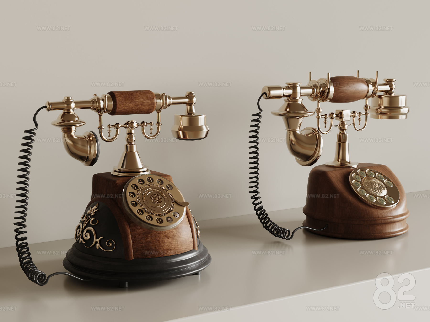 French classical telephone retro telephone landline download | 3Ds Max ...