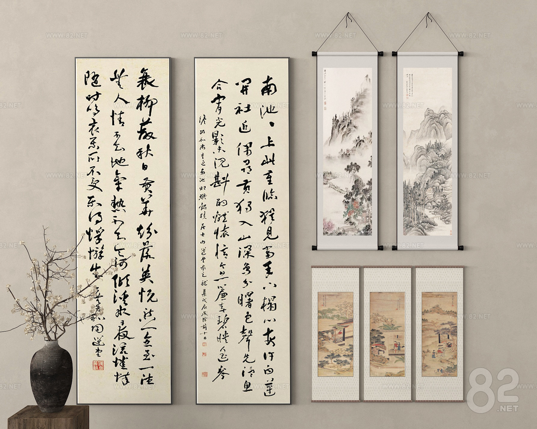 Chinese Hanging Painting Ink Painting Calligraphy Calligraphy and ...