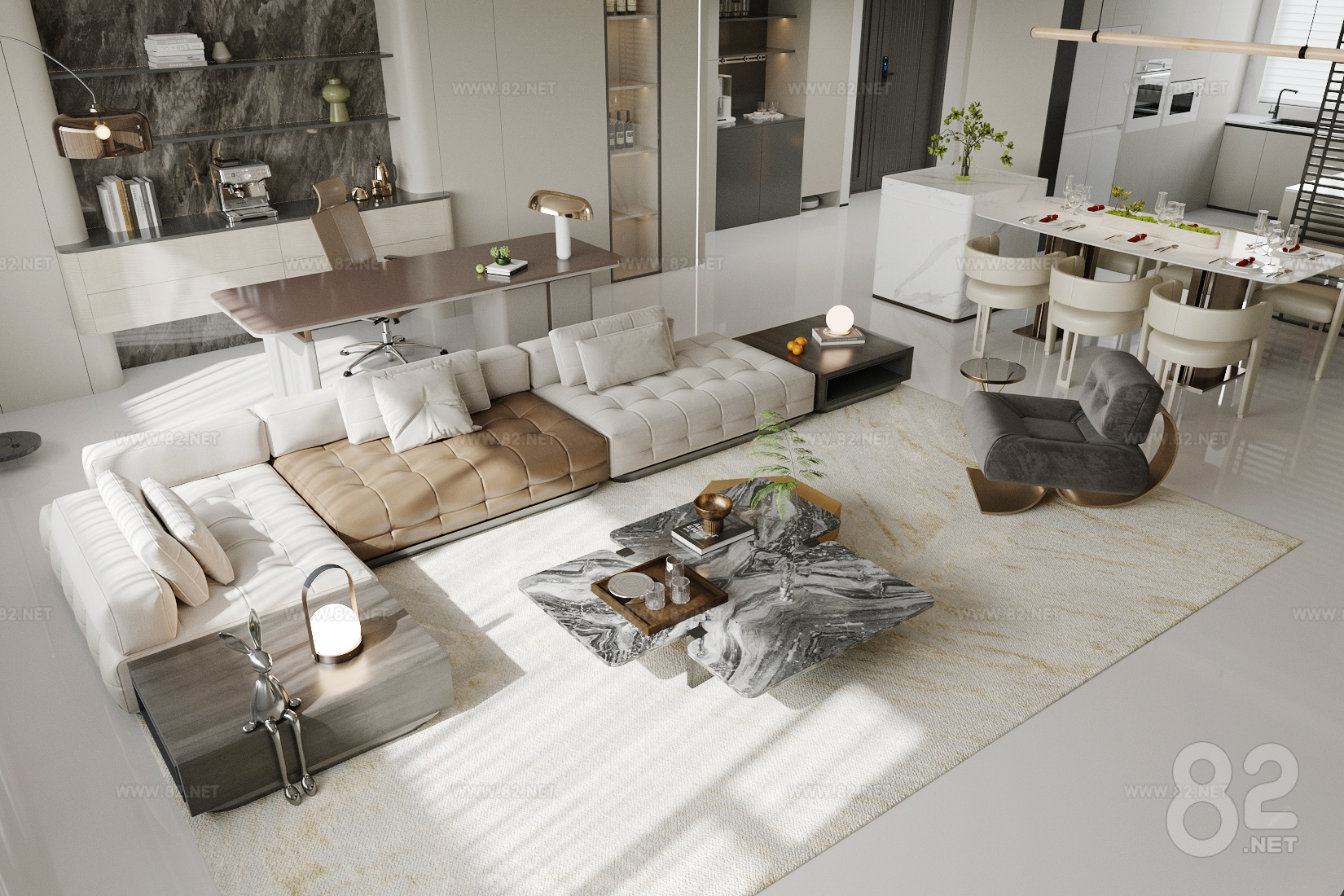 Modern Italian Living&Dining Room Affordable Luxury Style Italian Guest ...