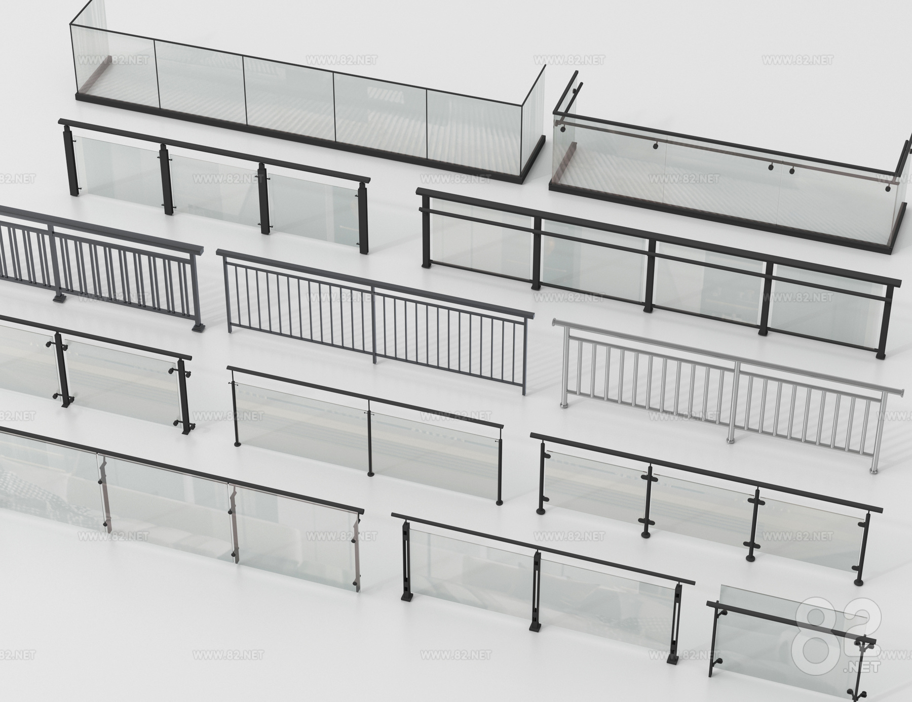 Glass Railing Fence Guardrail Fence download | SketchUp(.skp) - 82Models