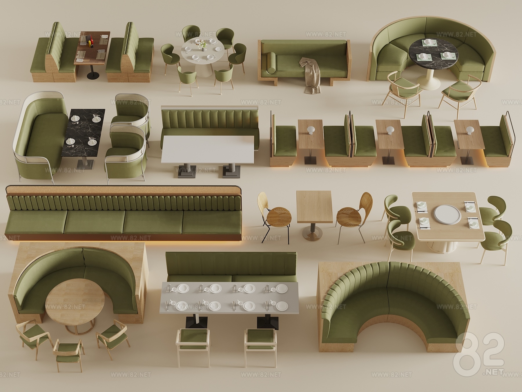 Modern Booth Sofa DiningRoom Card Seat Restaurant Table and Chair Arc ...