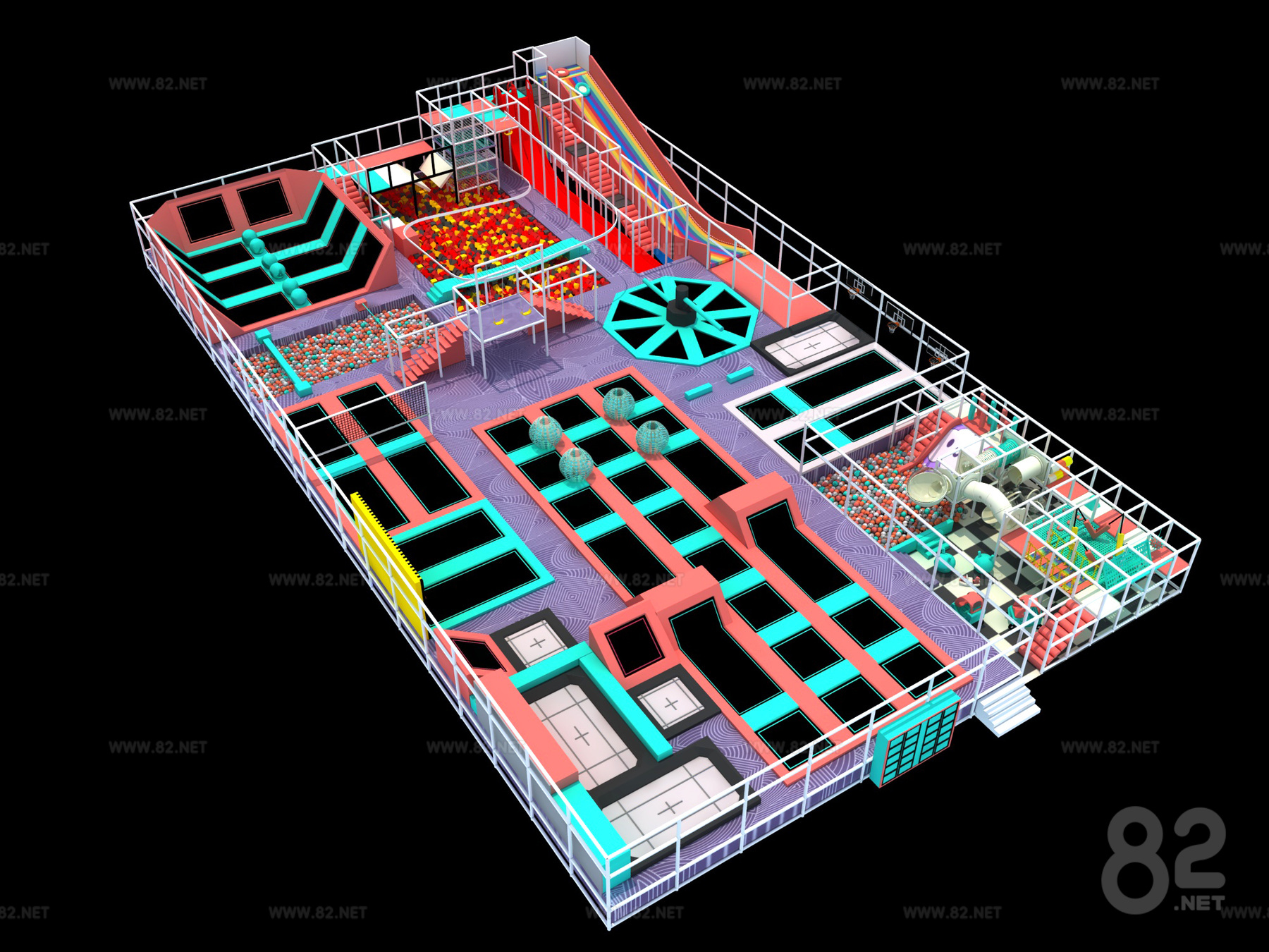 Children's Zone Trampoline Morandi Super Jumping Bed Naughty Castle Children's Interactive ...