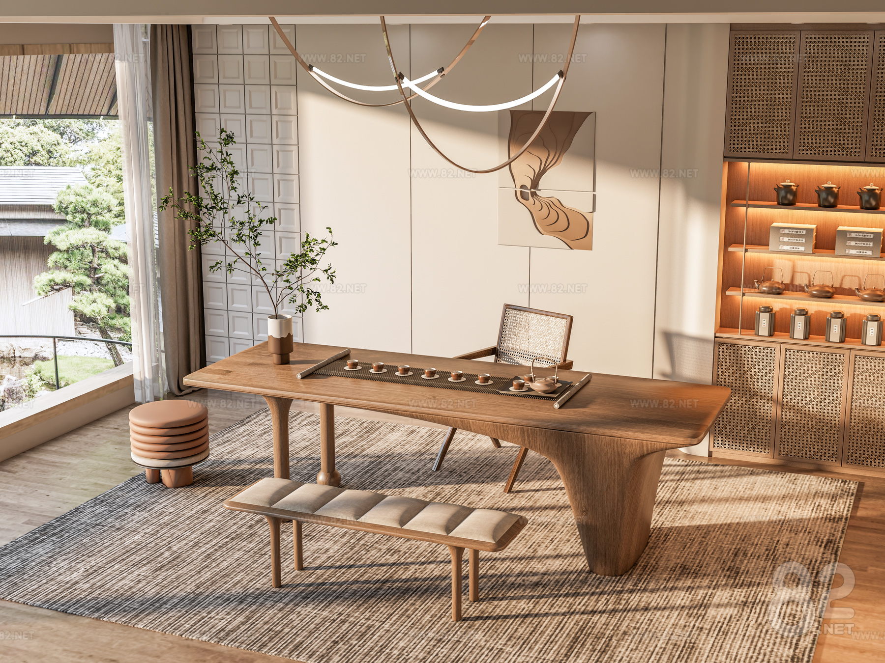 Tea Table and Chair Tea Room Tea House Tea Cabinet Display Cabinet Tea ...