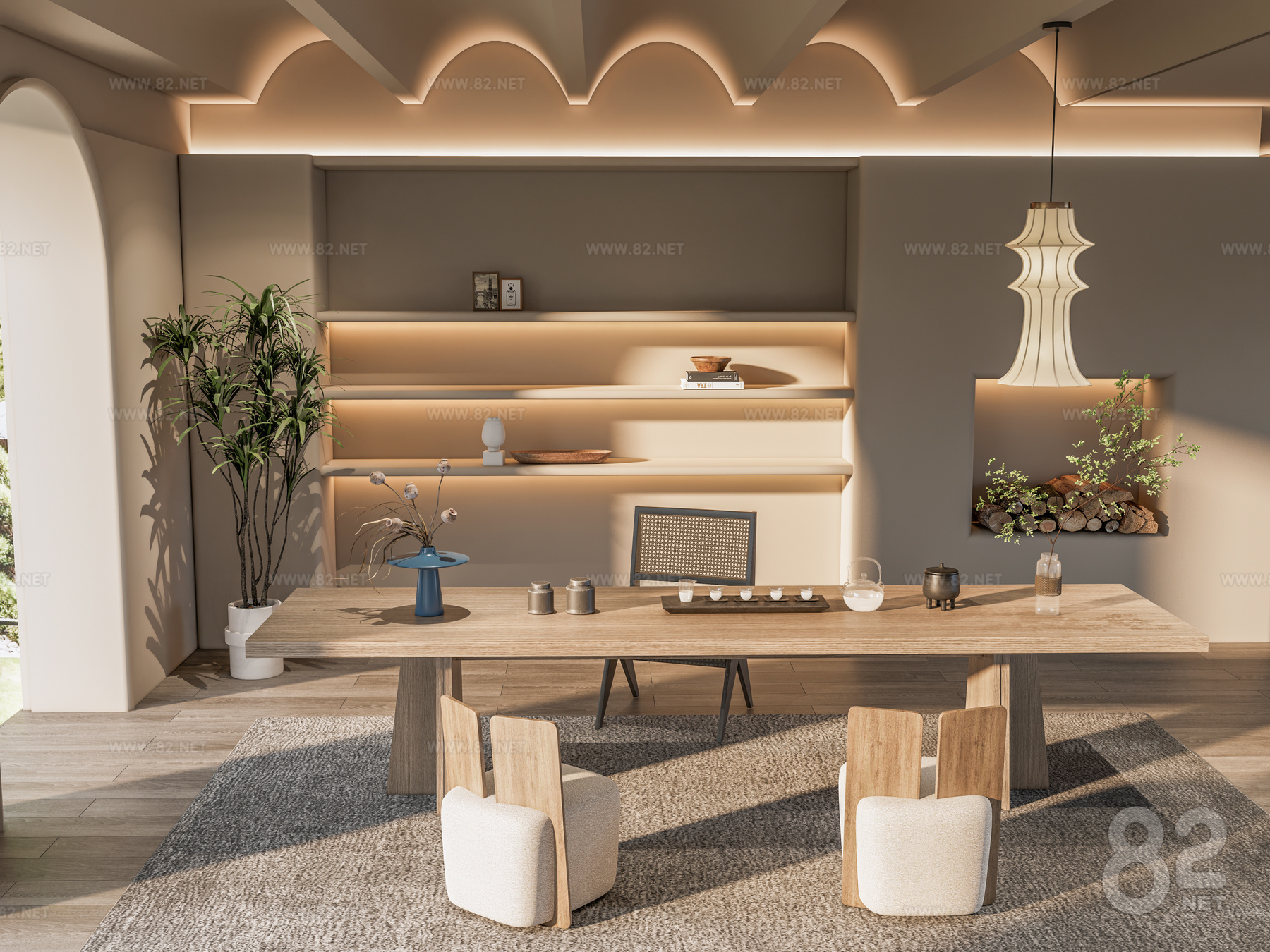 Tea Table Tea Table and Chair Tea Room Tea House Tea Cabinet Display Cabinet Tea Set Chandelier ...