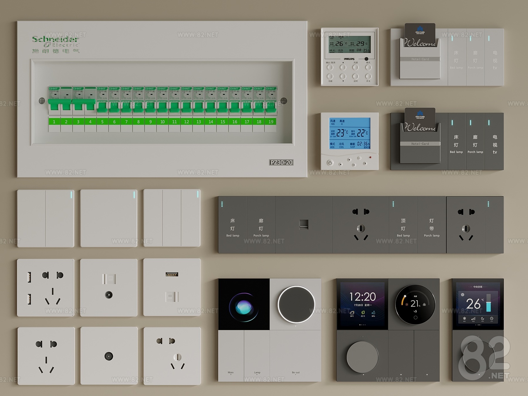 Modern Switch Hotel Switch Air Conditioning Switch Socket Distribution ...