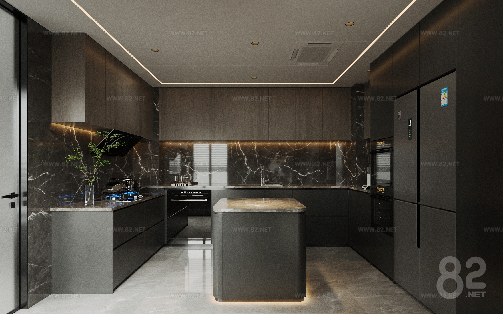 Modern Affordable Luxury Style Closed Kitchen Light Luxury Italian ...