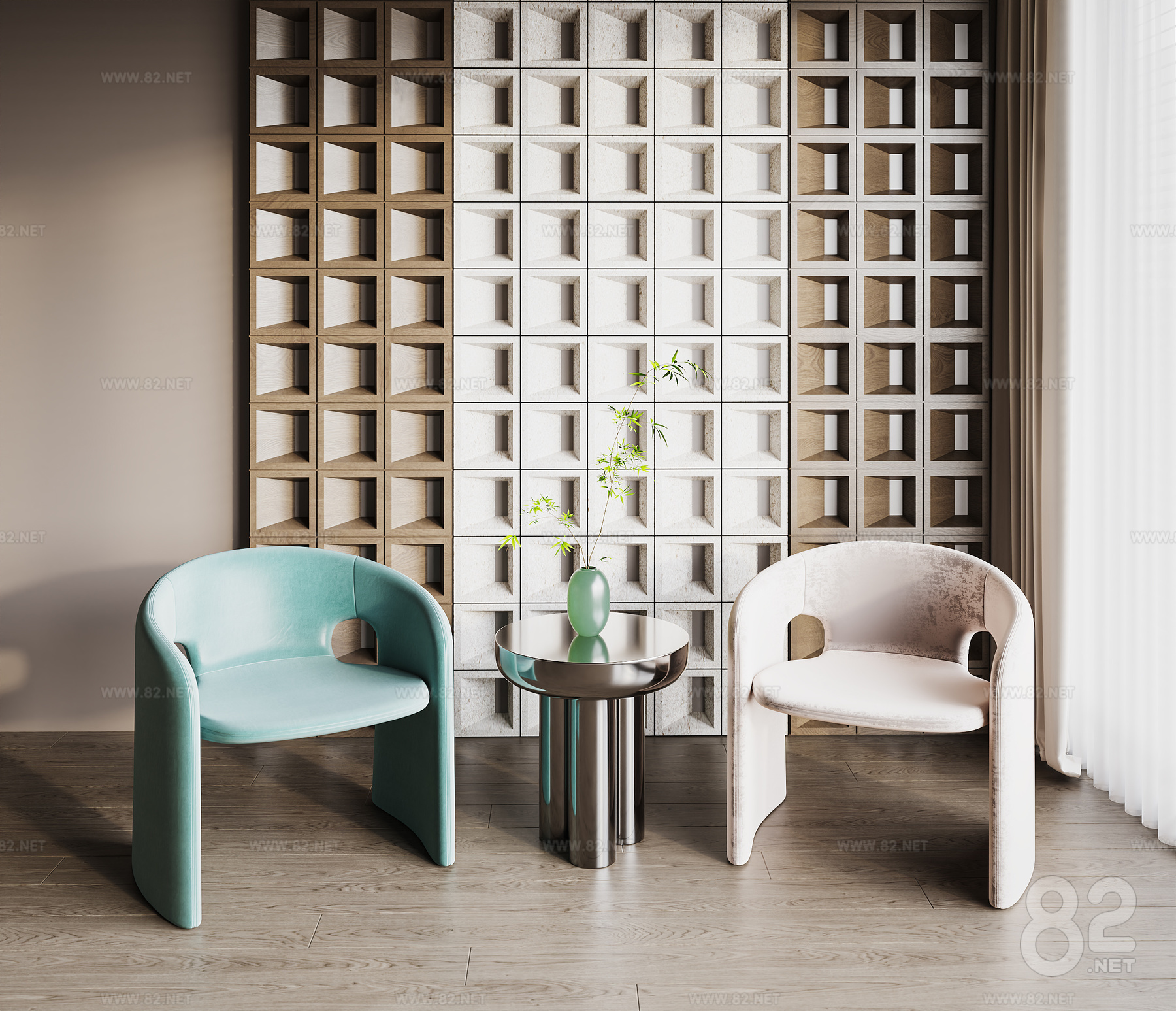 Modern Chair Special-shaped Single Chair Leather Single Chair Chair Coffee Table Combination ...