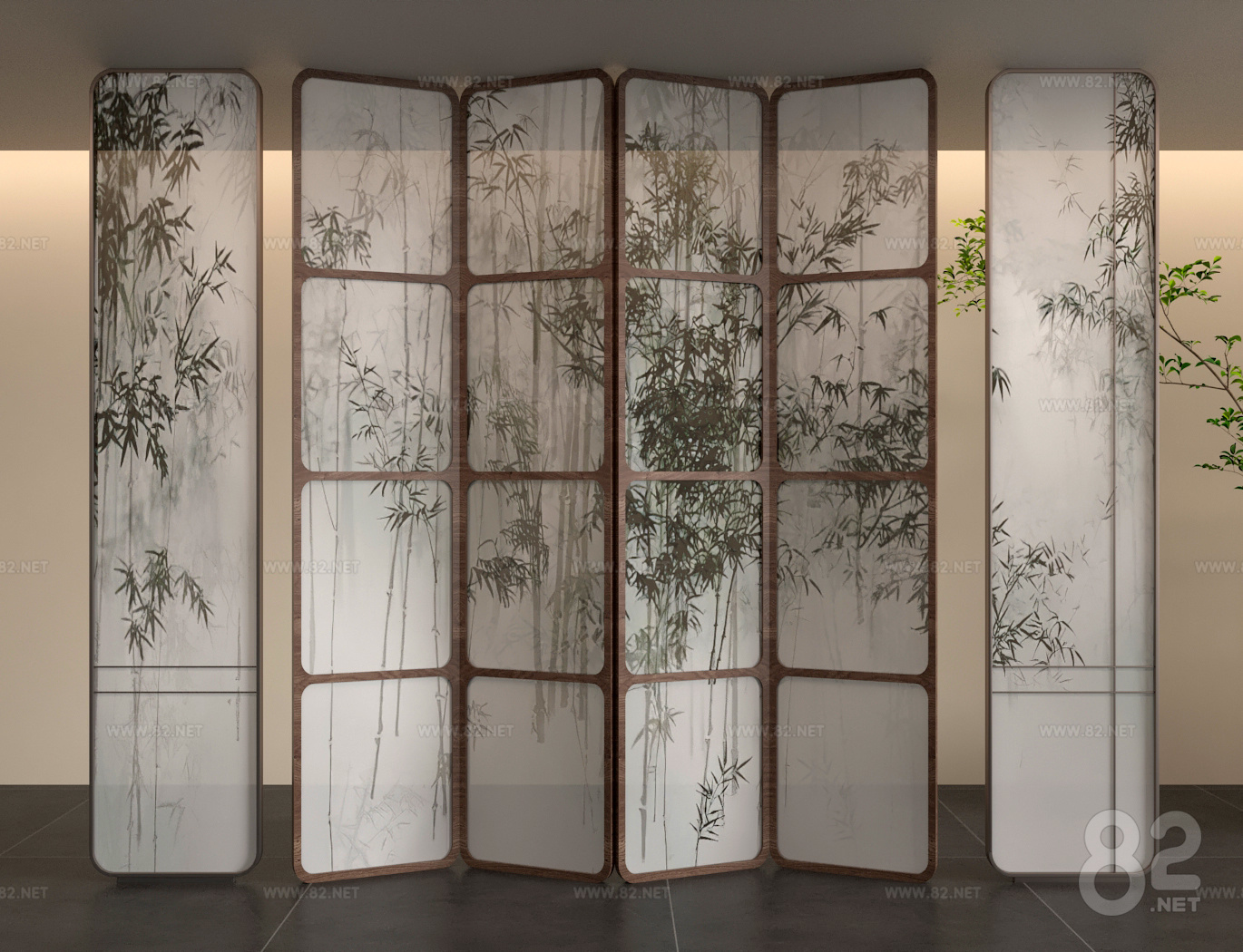 New Chinese-style Middle Ancient Glass Partition Bamboo Partition ...