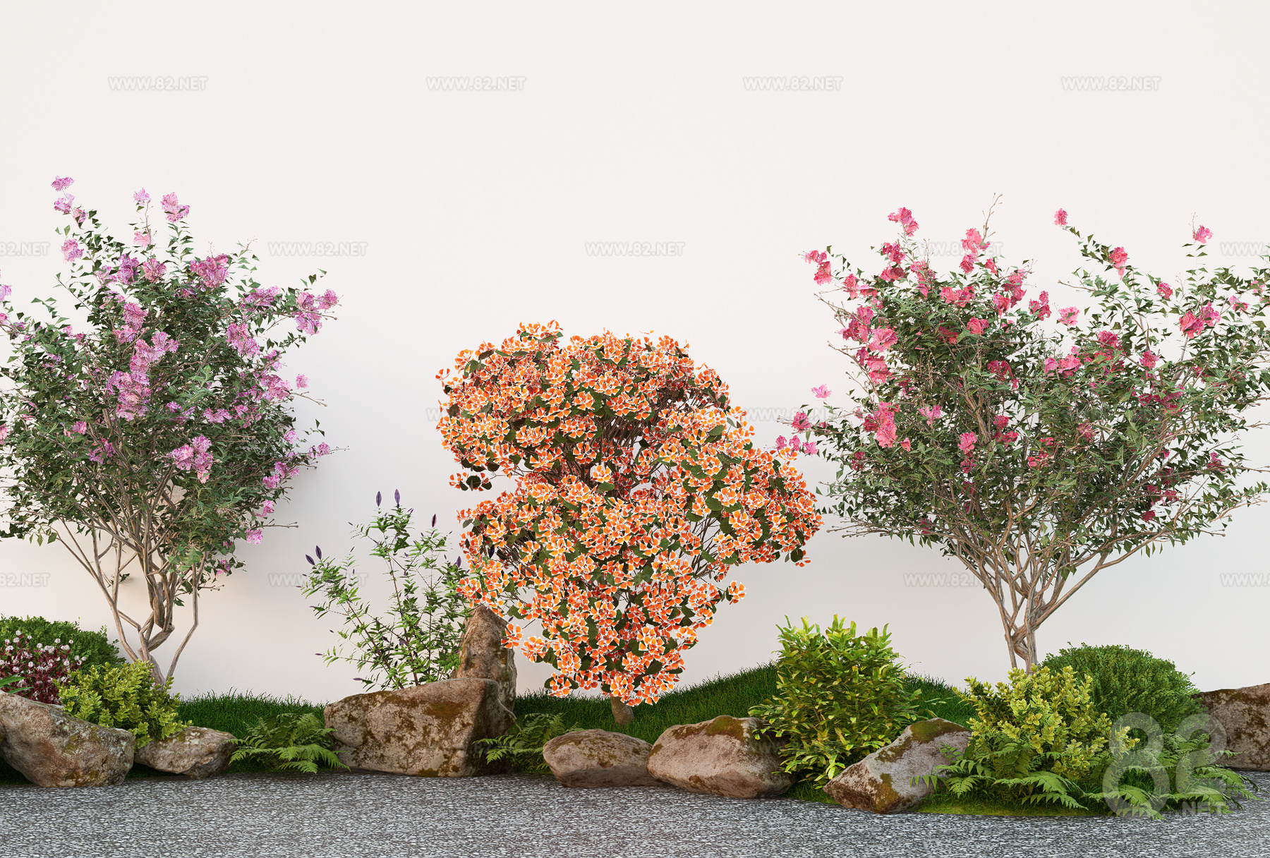 Plant arbor combination modeling flowering tree purple micro download ...