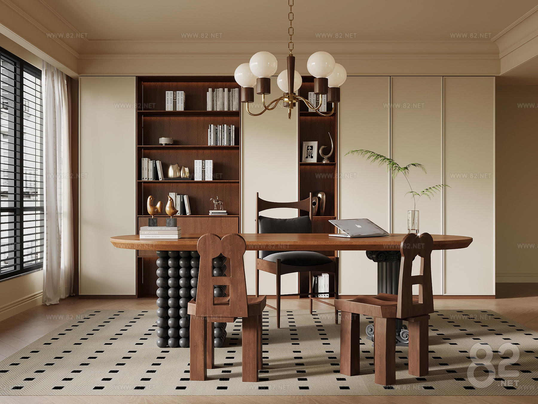 12 study antique study study desk chair bookcase download | 3Ds Max ...